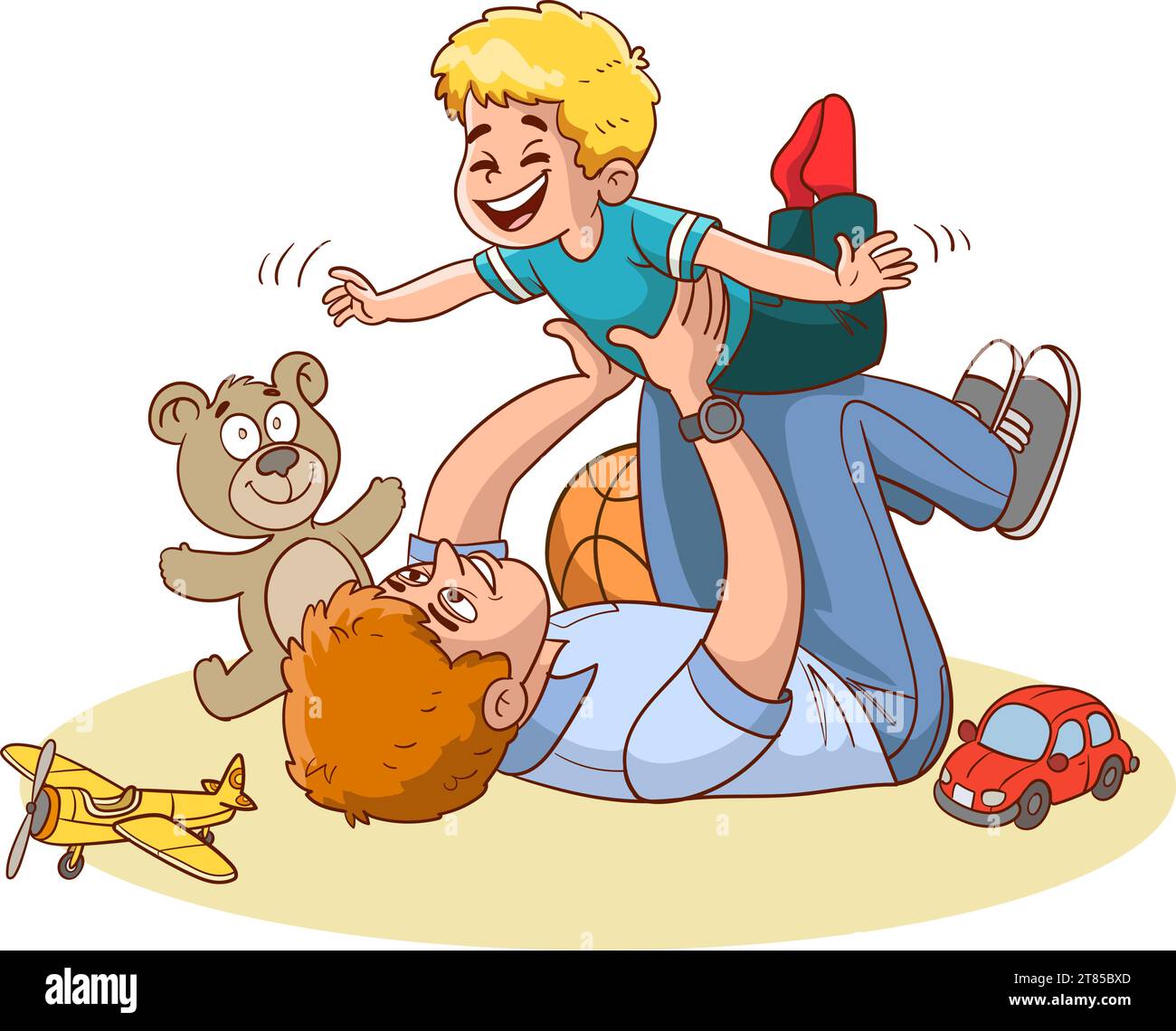 father and kids playing.young father and children having fun and ...