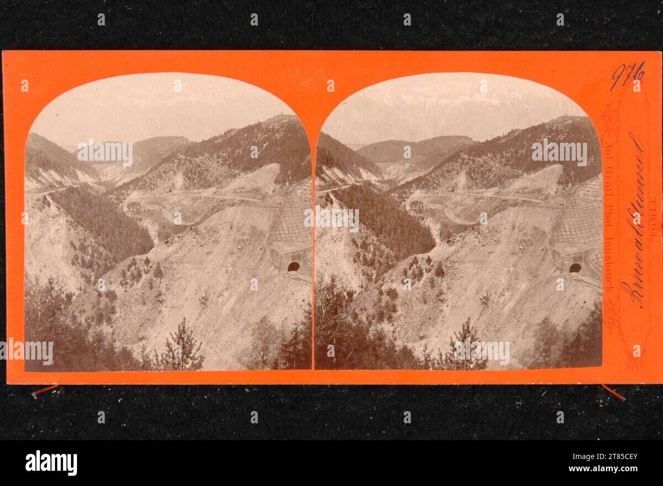 Anton Gratl Tunnel of the Brennerbahn . Albumin paper, on the box box ...