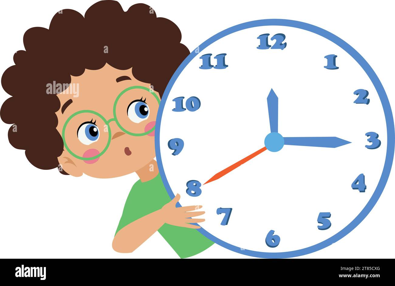 cute happy kids holding clock Stock Vector Image & Art - Alamy