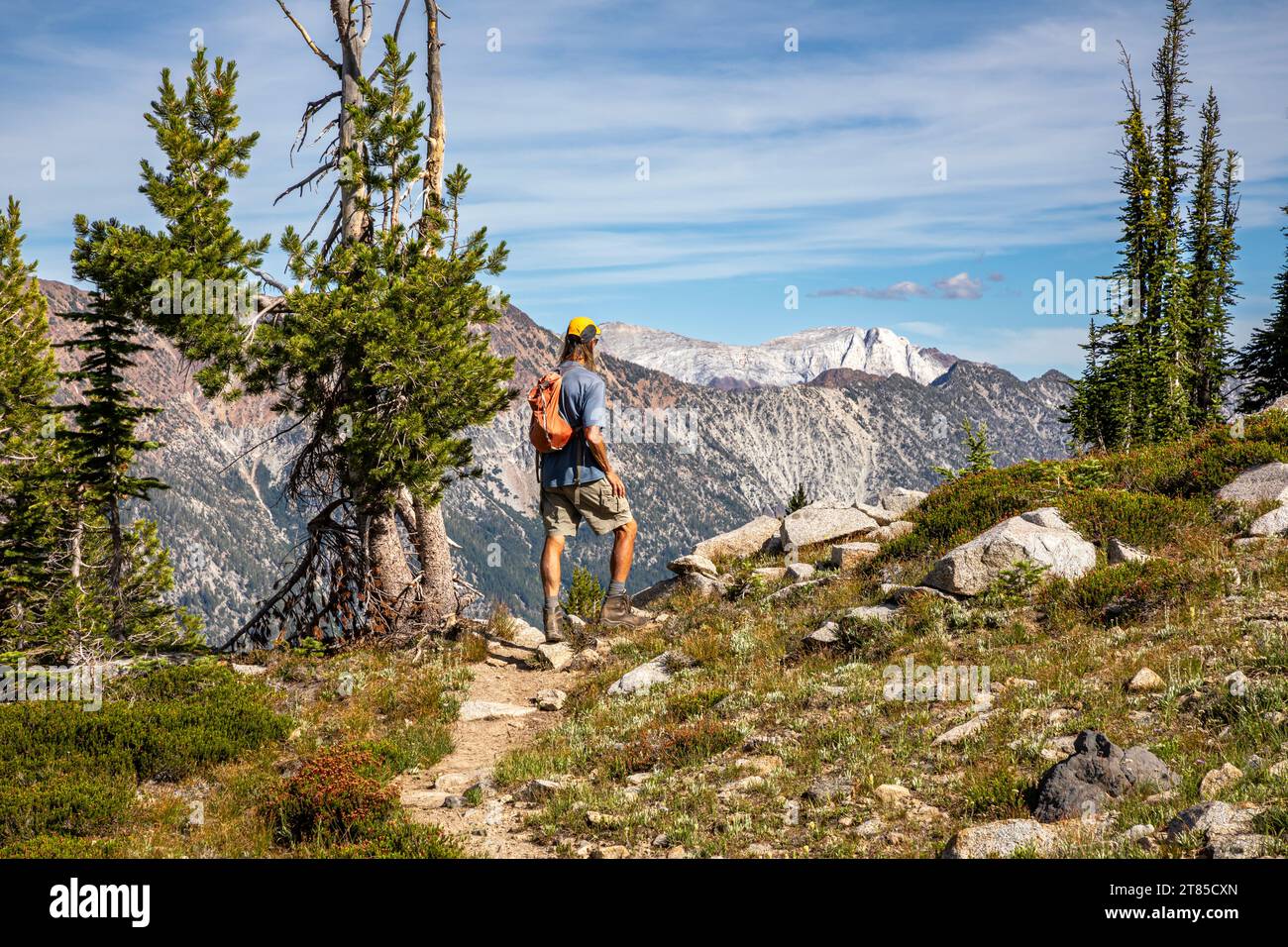 OR02776-00...OREGON - Hiker taking in the view of the Matterhorn from ...