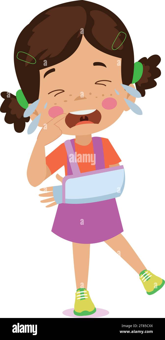 sad child with broken arm Stock Vector Image & Art - Alamy