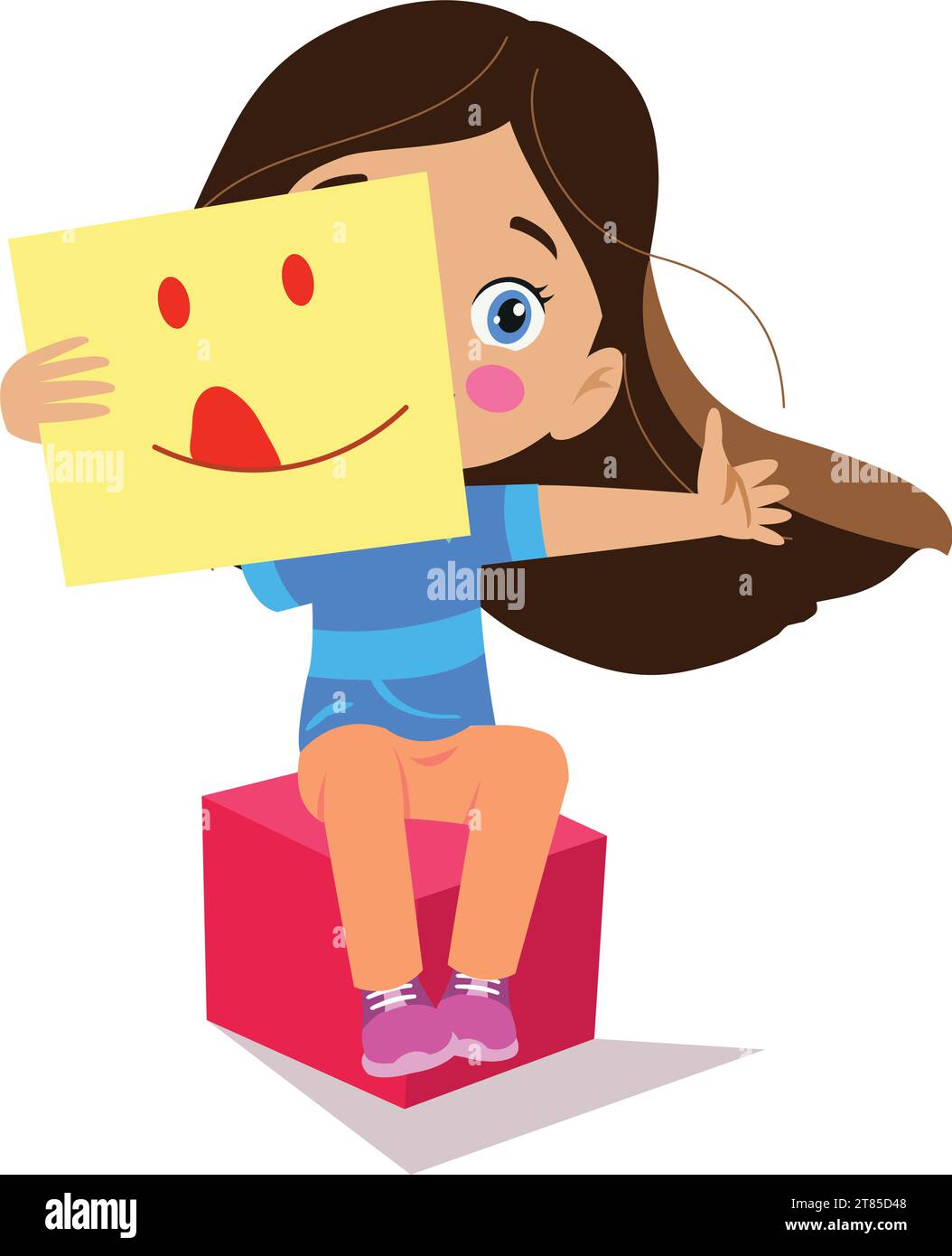 cute girl holding cute facial expression Stock Vector Image & Art - Alamy