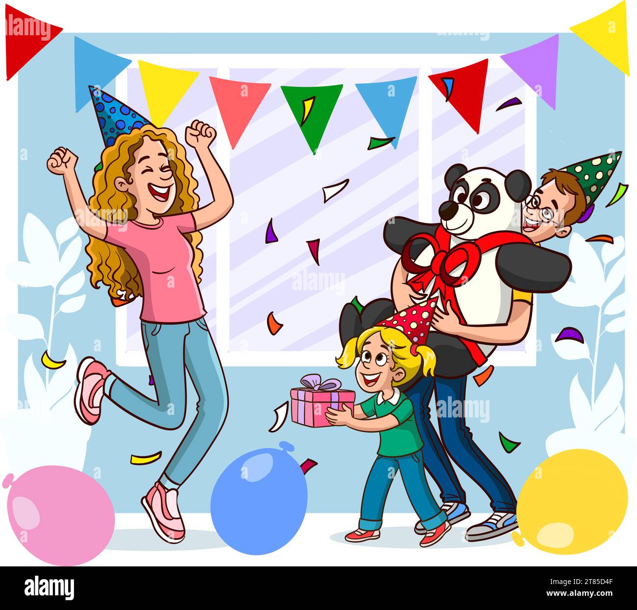 bought a gift for their friend. giving a gift to his friend Stock ...