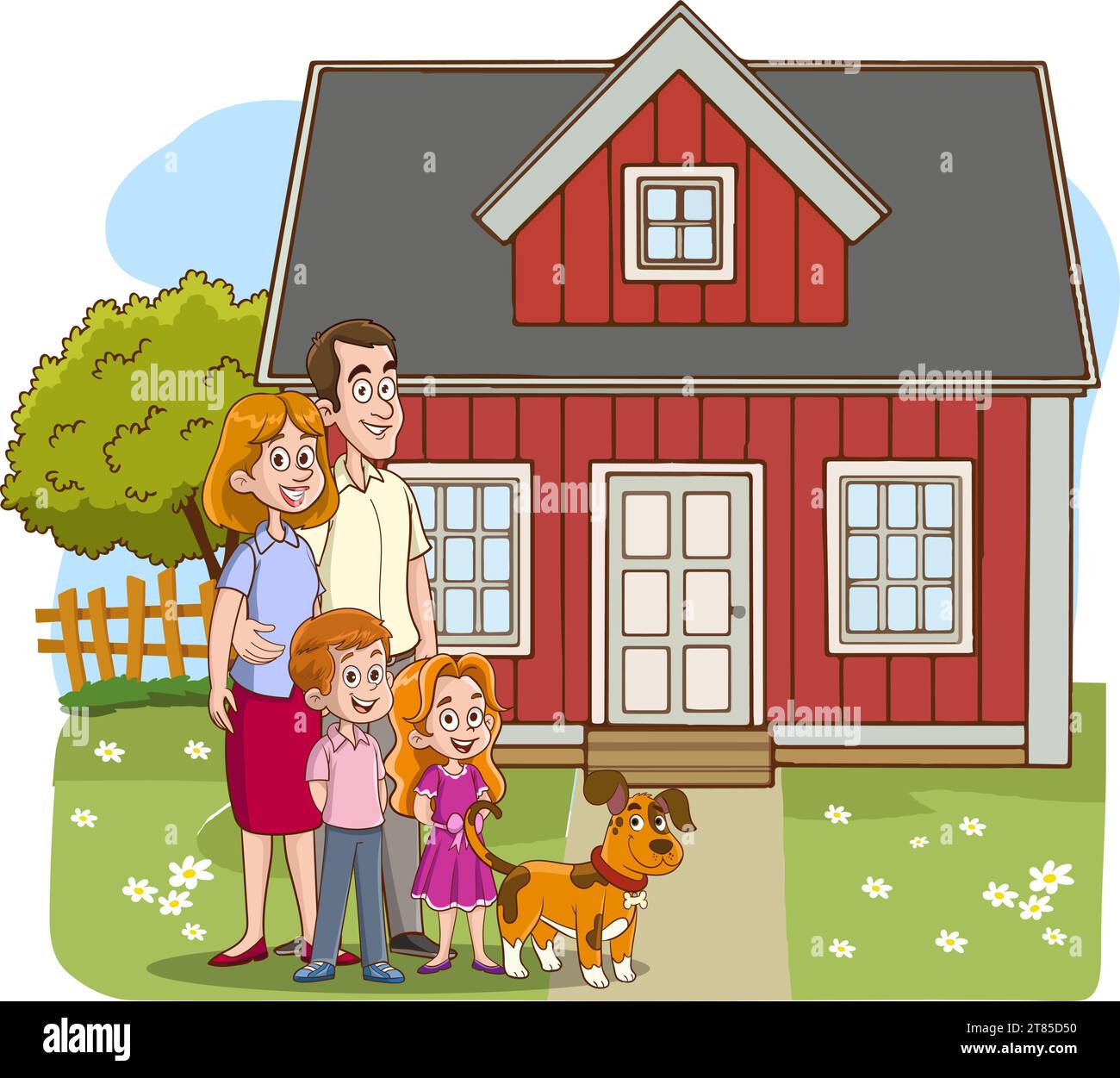 happy cute family. family together cartoon vector Stock Vector Image ...