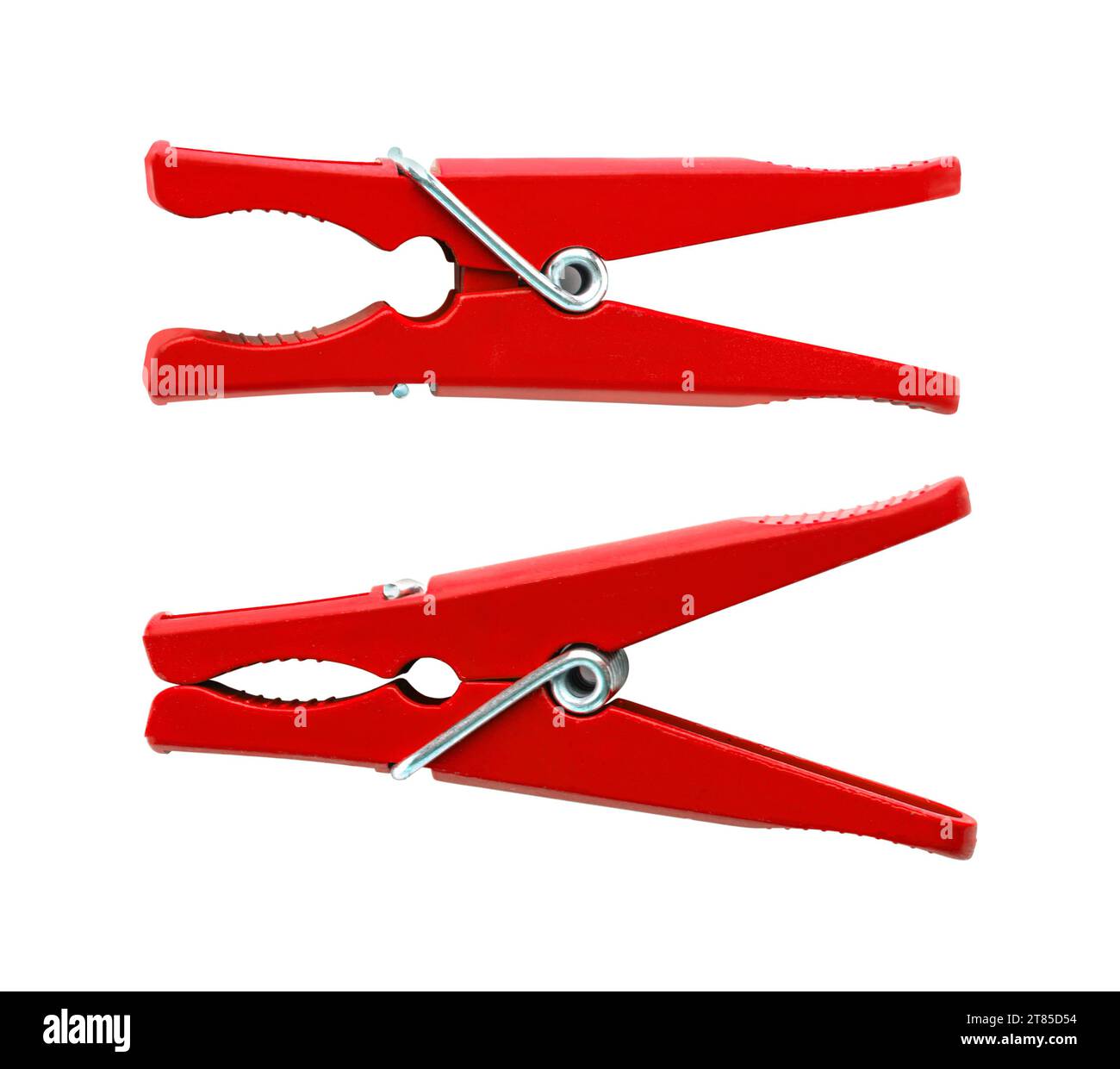 Red plastic clothespin on a white background Stock Photo - Alamy