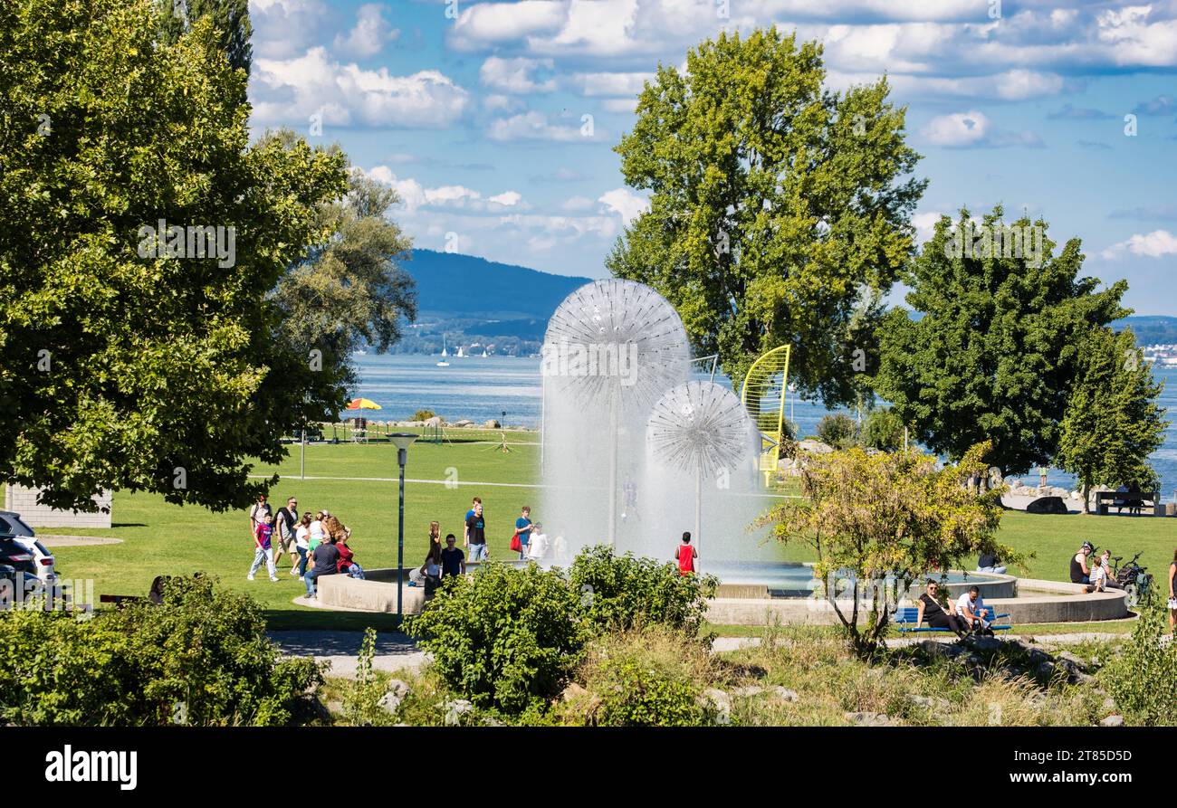 Hafen-Park Blick vom Schiff in der Hafen-Park von Romanshorn, mit dem ...