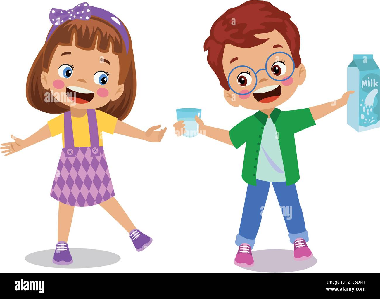 happy cute kid boy drink fresh milk Stock Vector Image & Art - Alamy