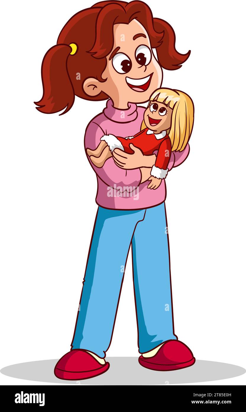 girl playing with her doll Stock Vector Image & Art - Alamy