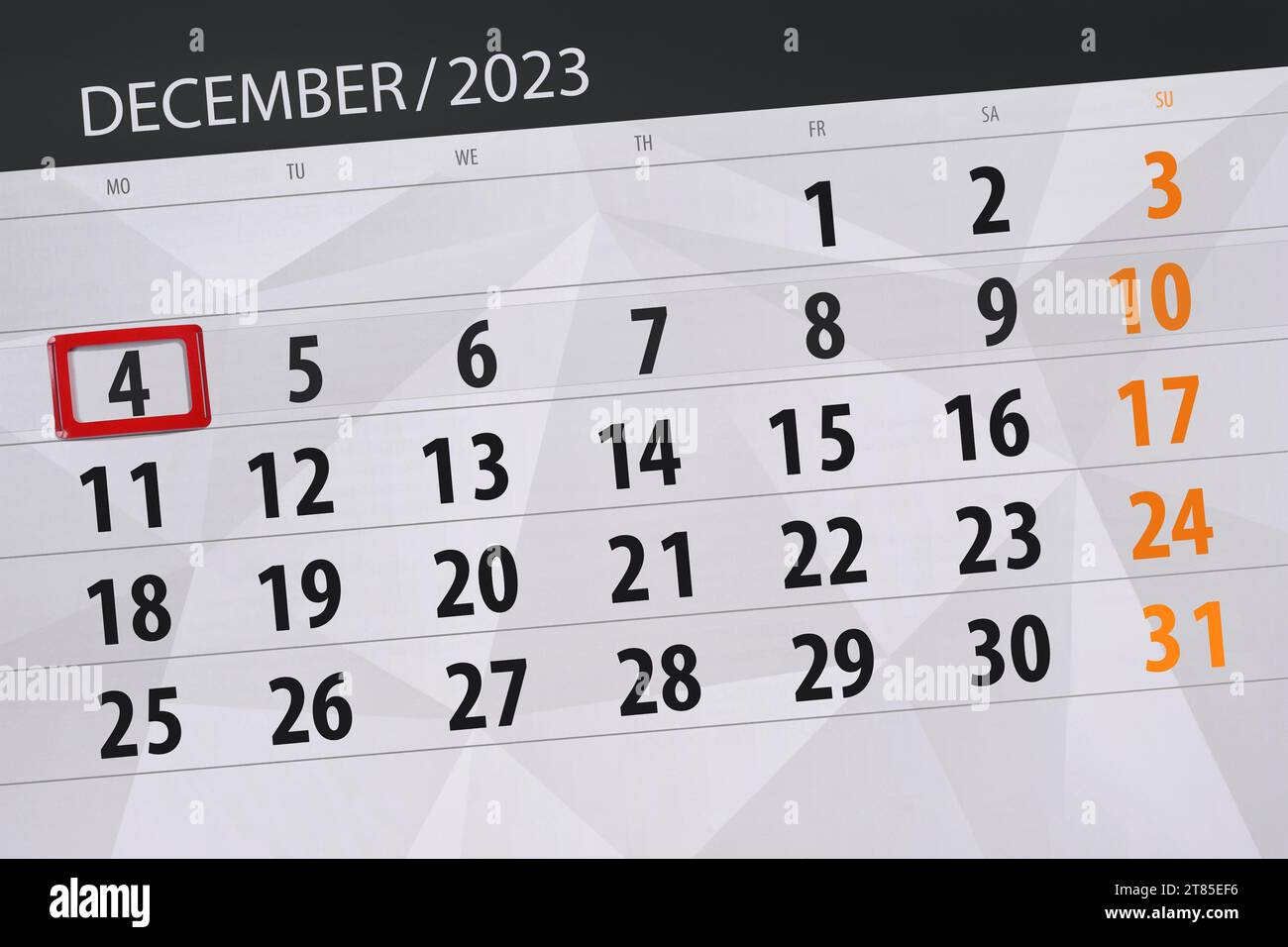 Monday 4 december 2023 hi-res stock photography and images - Alamy