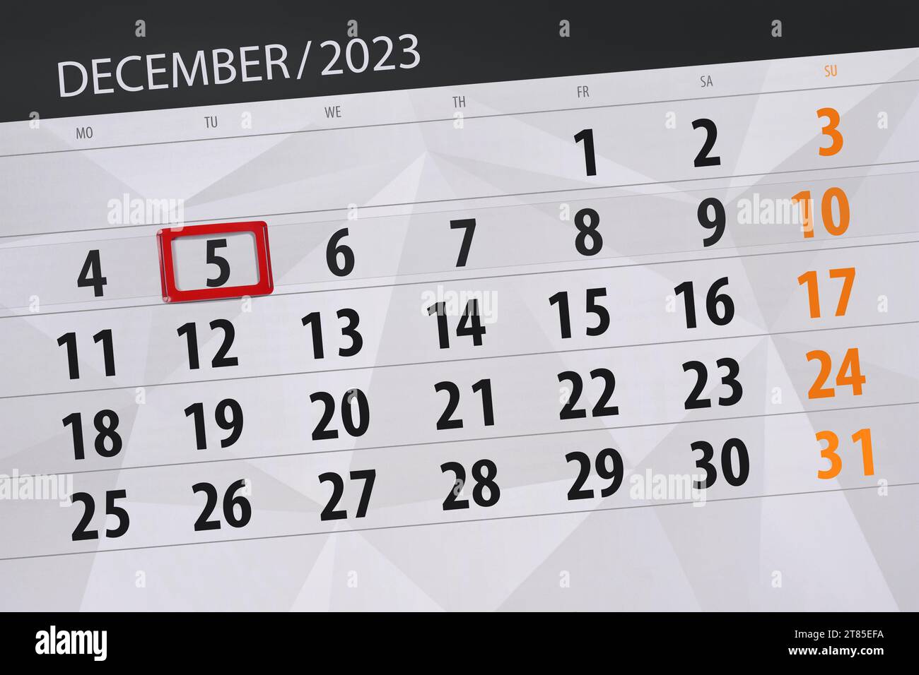 Calendar 2023, deadline, day, month, page, organizer, date, December ...