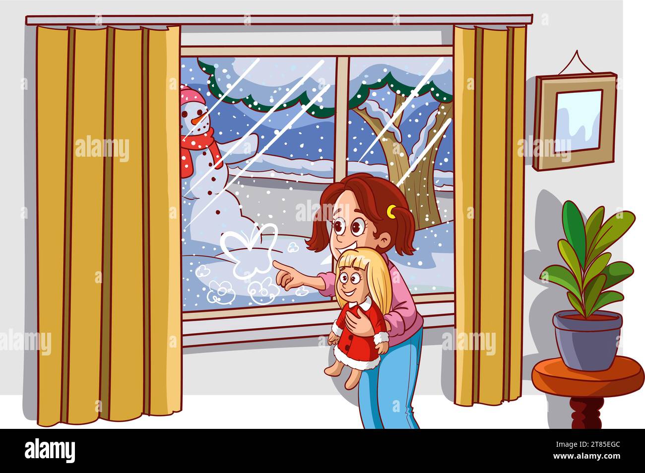 Doll looking out window Stock Vector Images - Alamy