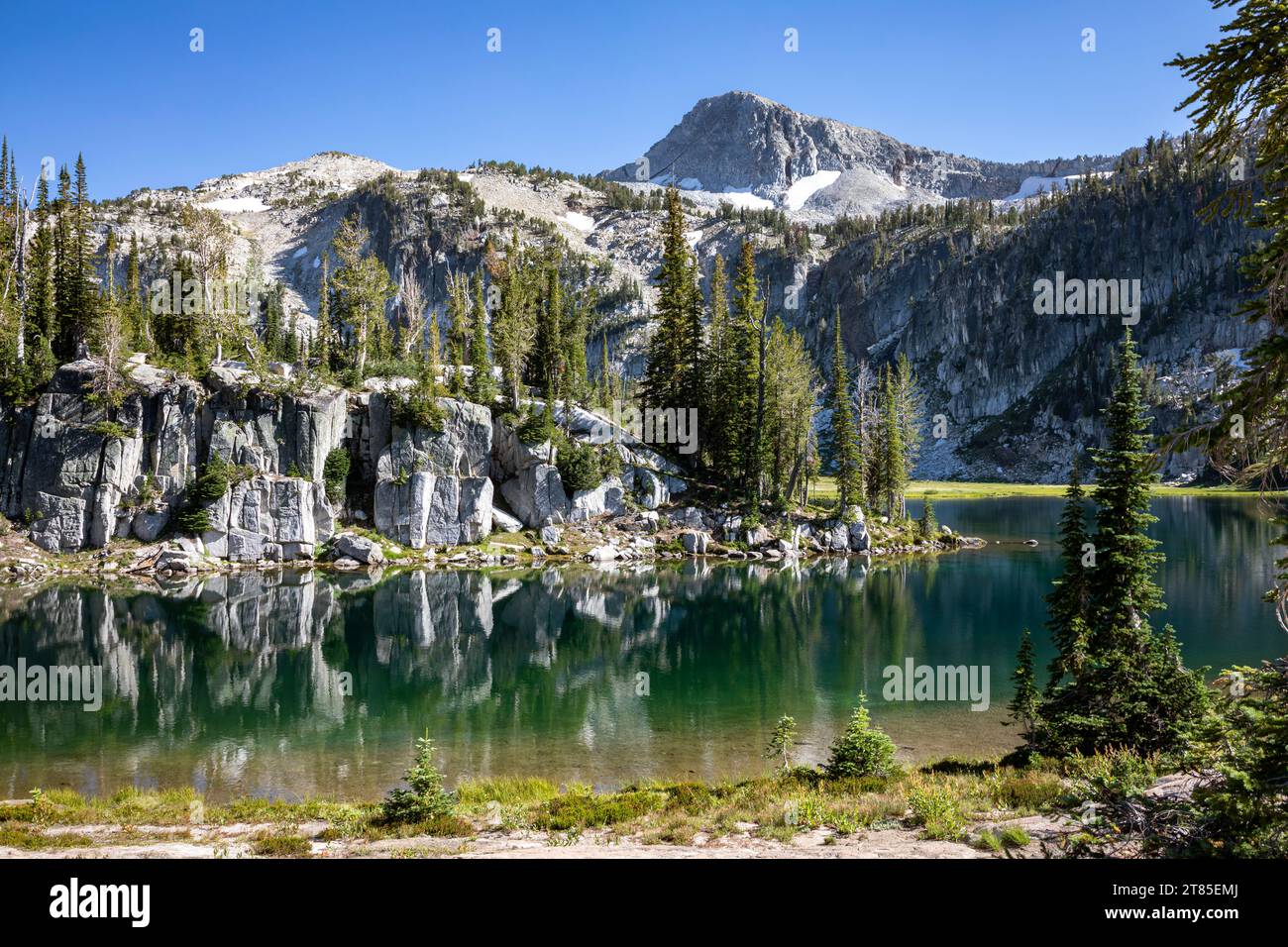 OR02792-00...OREGON - Eagle Cap Peak above the still waters of Mirror ...