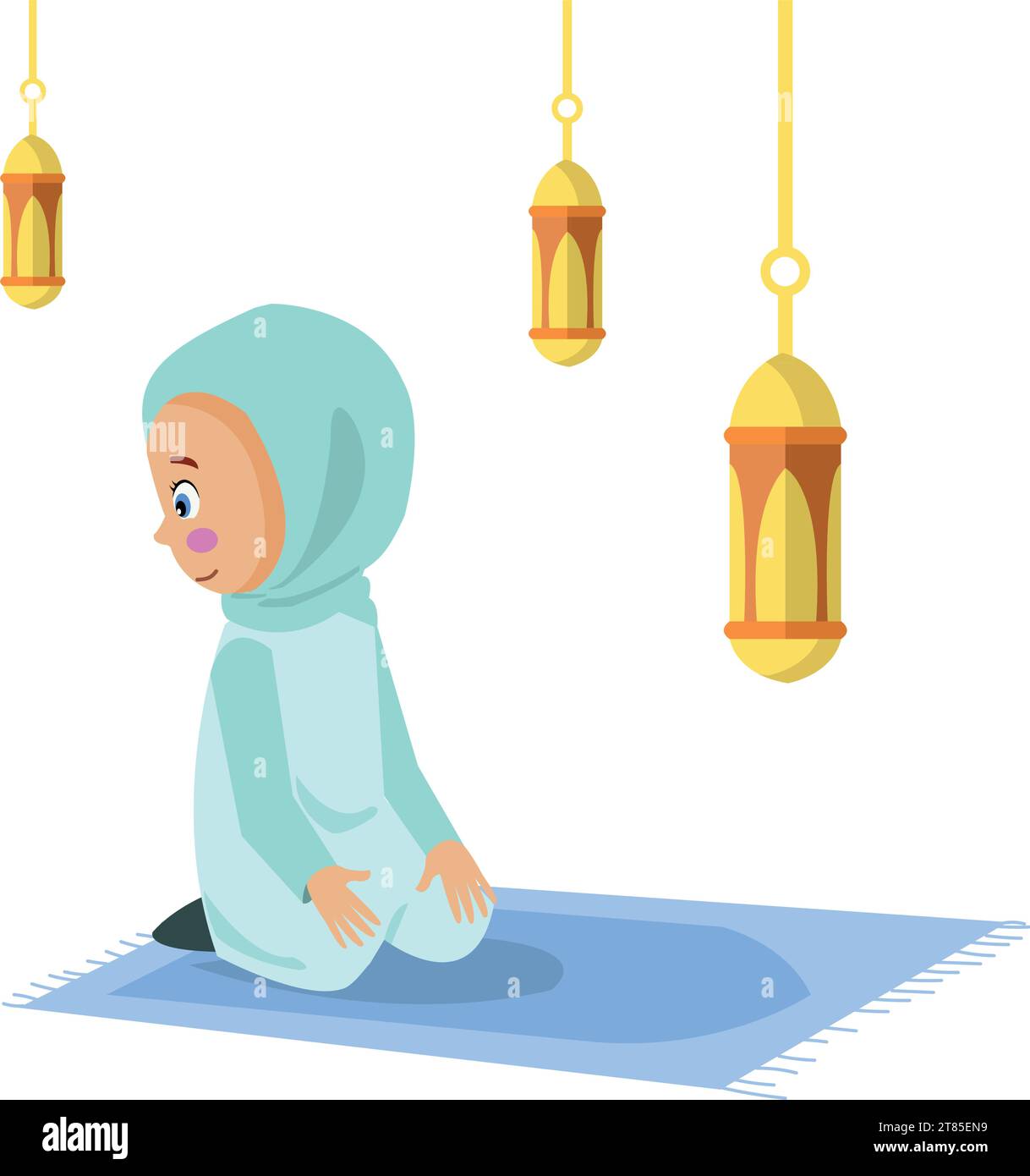 Little kid prostration for praying of Muslim Stock Vector Image & Art ...