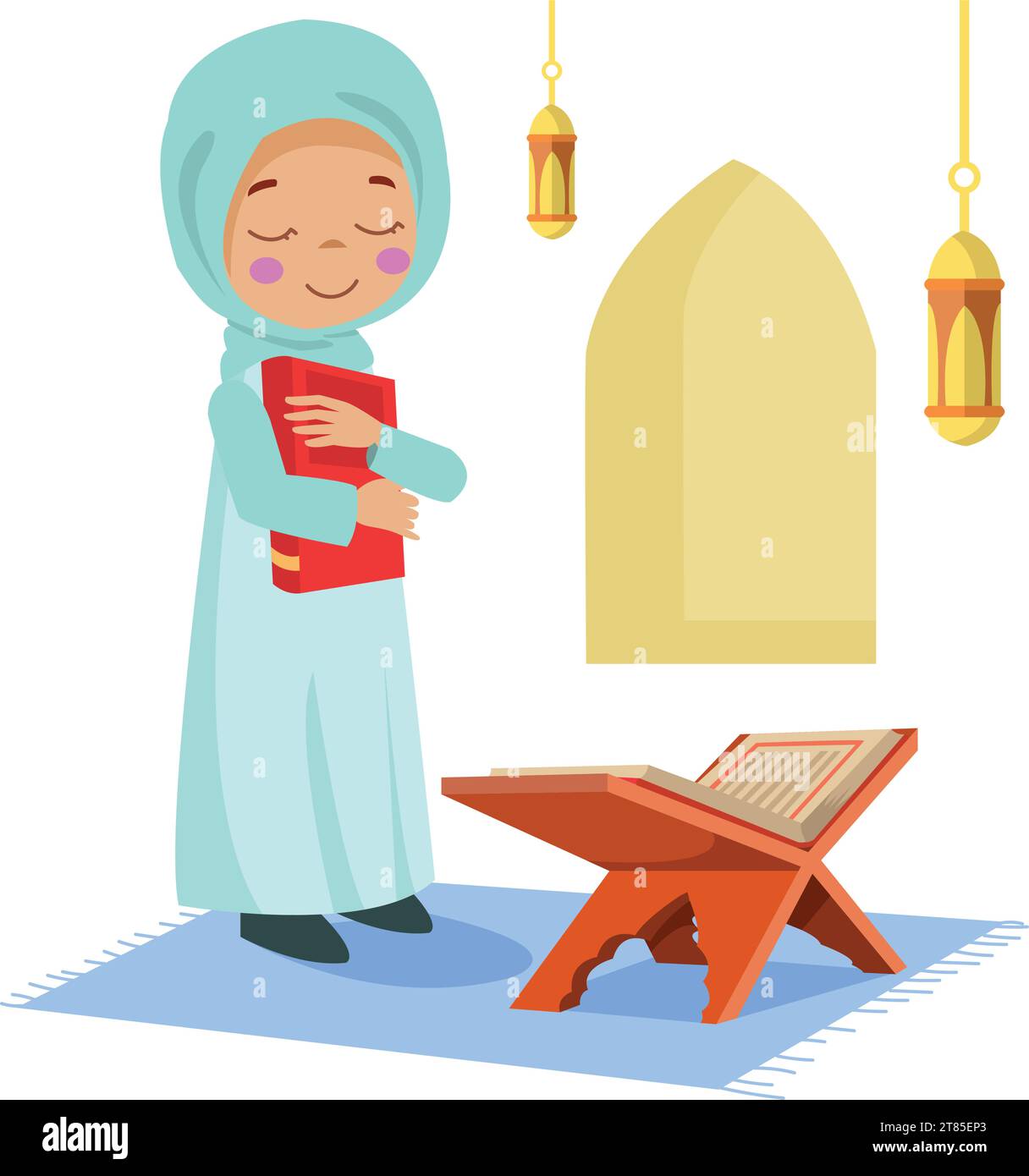 cute happy boy reading quran Stock Vector Image & Art - Alamy