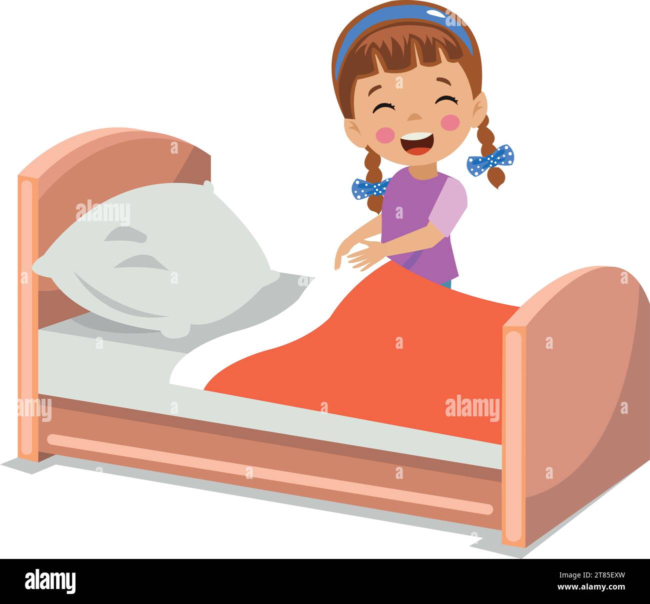 cute boy making his bed Stock Vector Image & Art - Alamy
