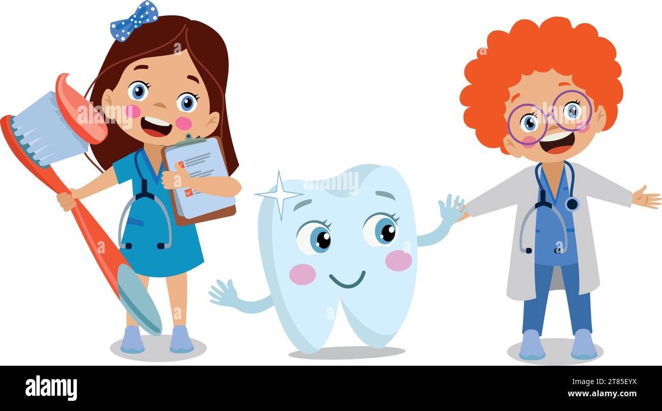 Cute Little Boy and Girl Brushing Teeth with Toothpaste and Toothbrush ...