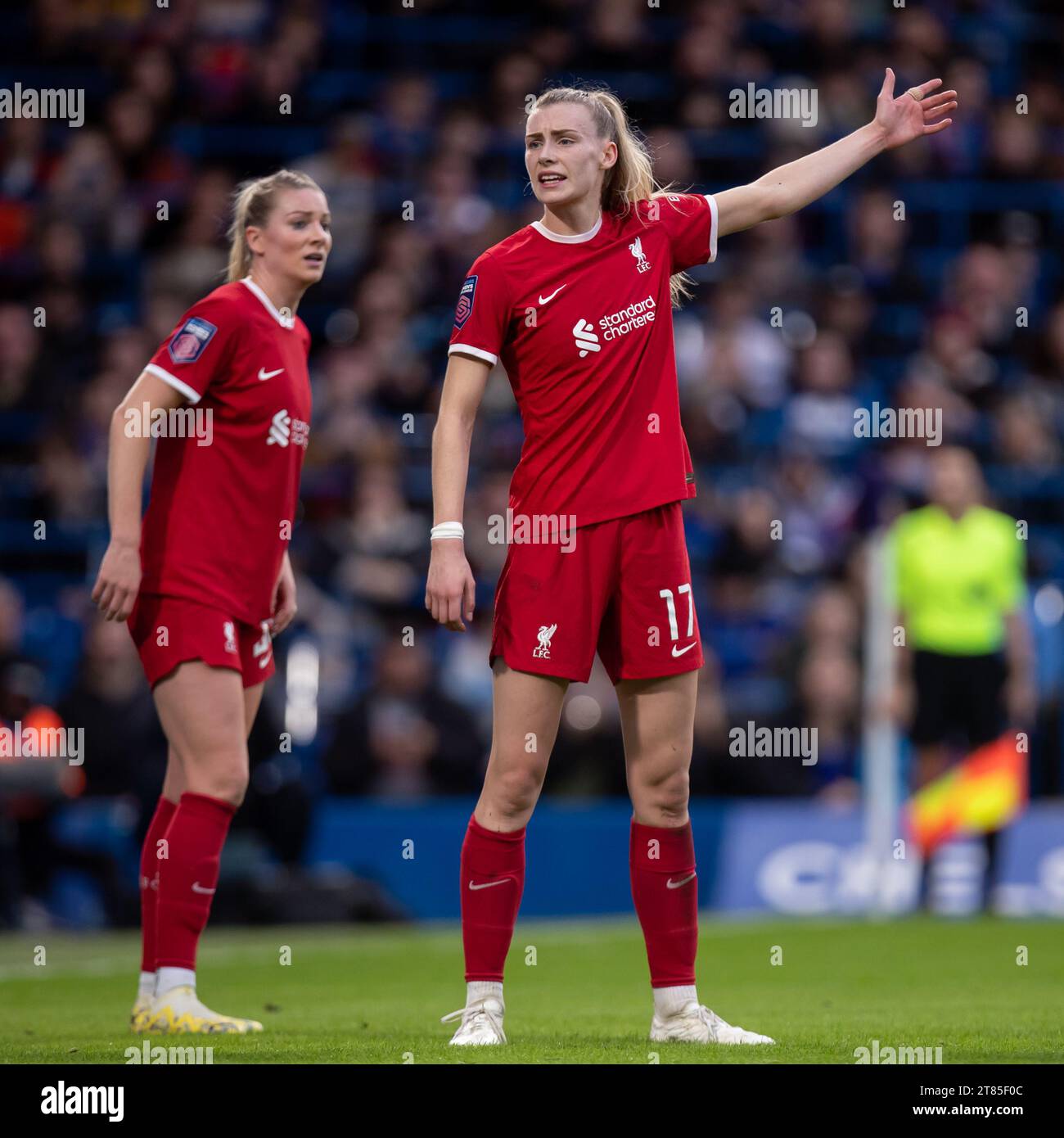 Jenna Clark of Liverpool gestures during the Barclays FA Women's Super ...