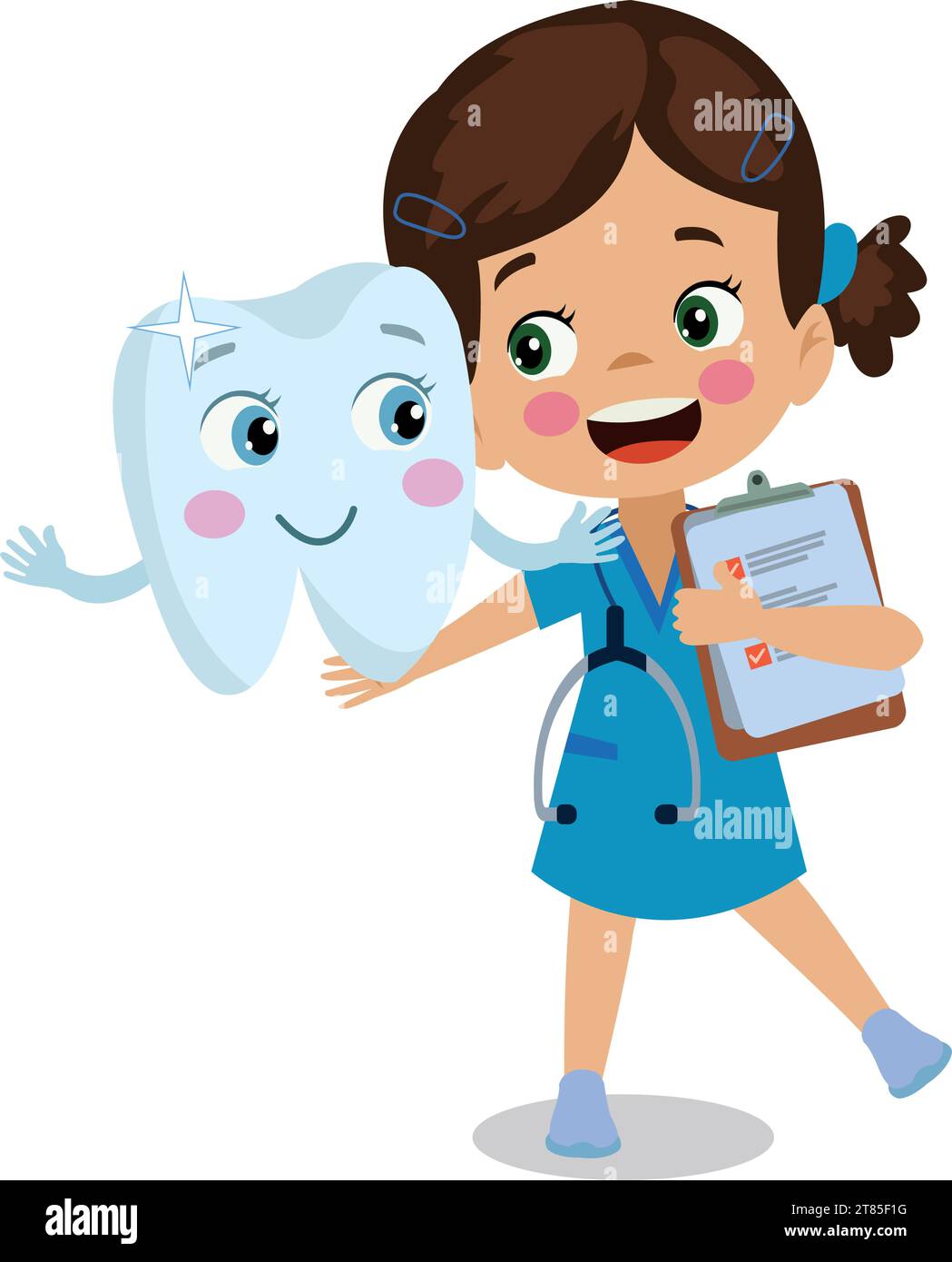 Cute Little Boy and Girl Brushing Teeth with Toothpaste and Toothbrush ...