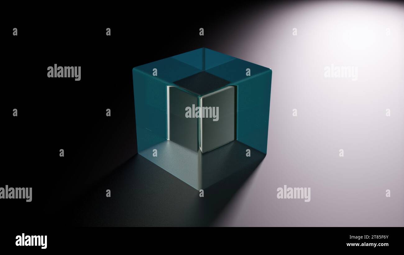 Glass blue cube. Computer generated 3d render Stock Photo - Alamy