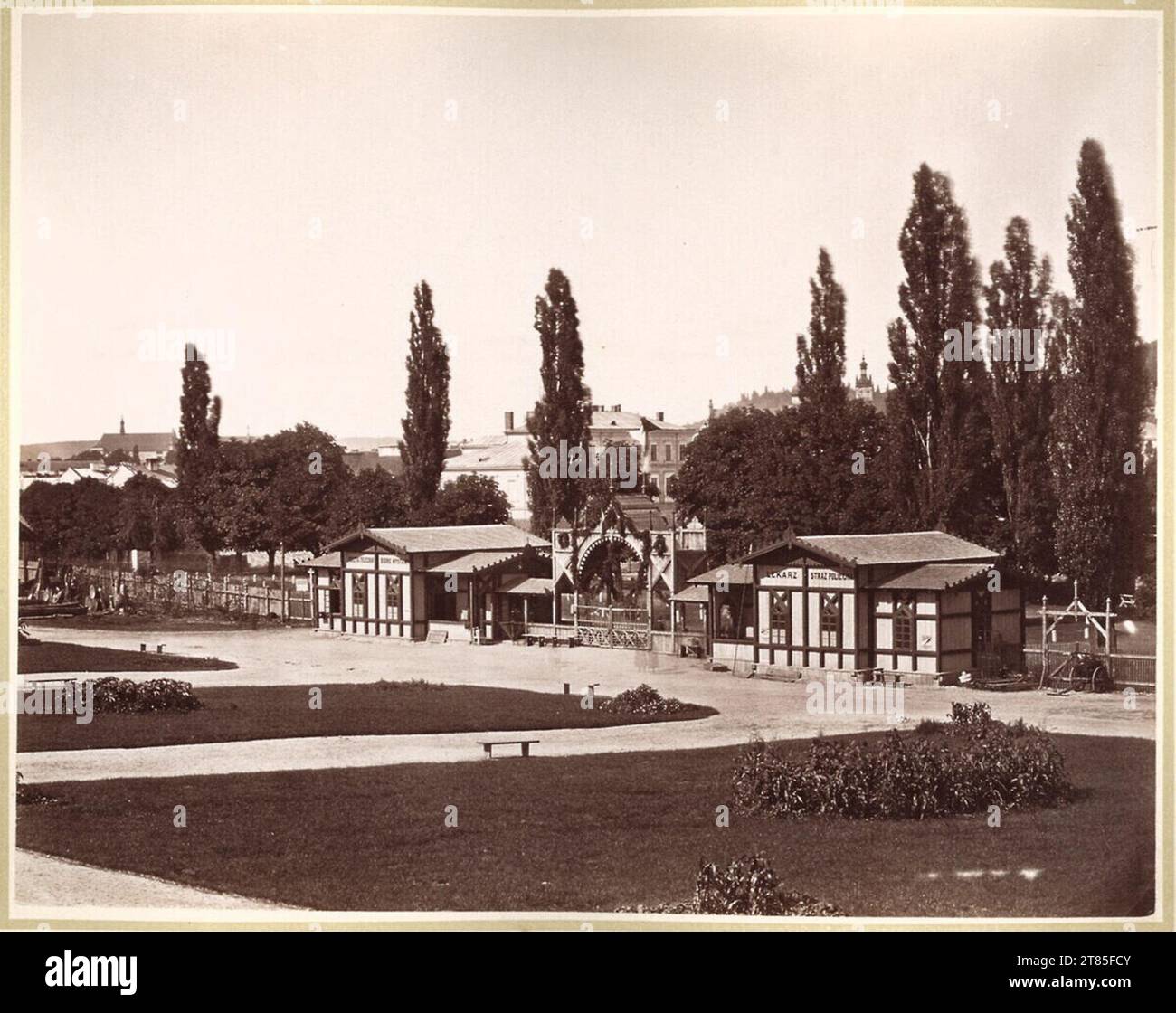 Edward Trzemeski Exhibition Lemberg 1877: Buildings at the entrance to ...