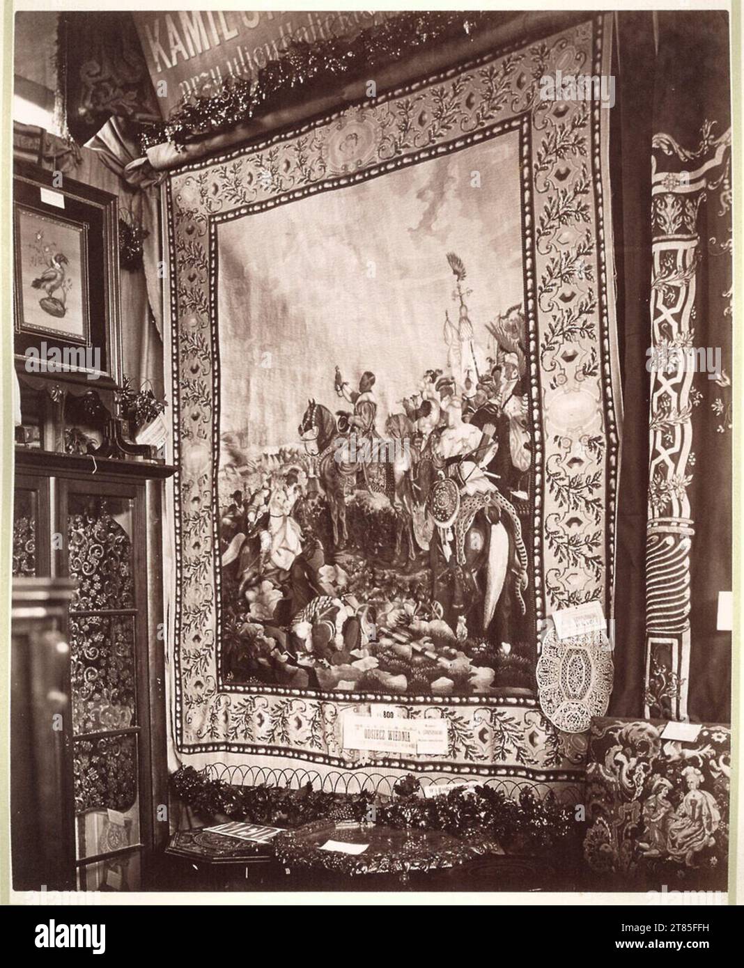 Edward Trzemeski Exhibition Lemberg 1877: Standed with a large gobelin ...