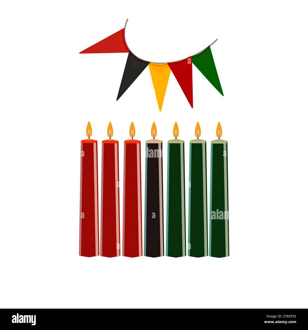 seven Kwanzaa candles. on an isolated white background, hand-drawn ...