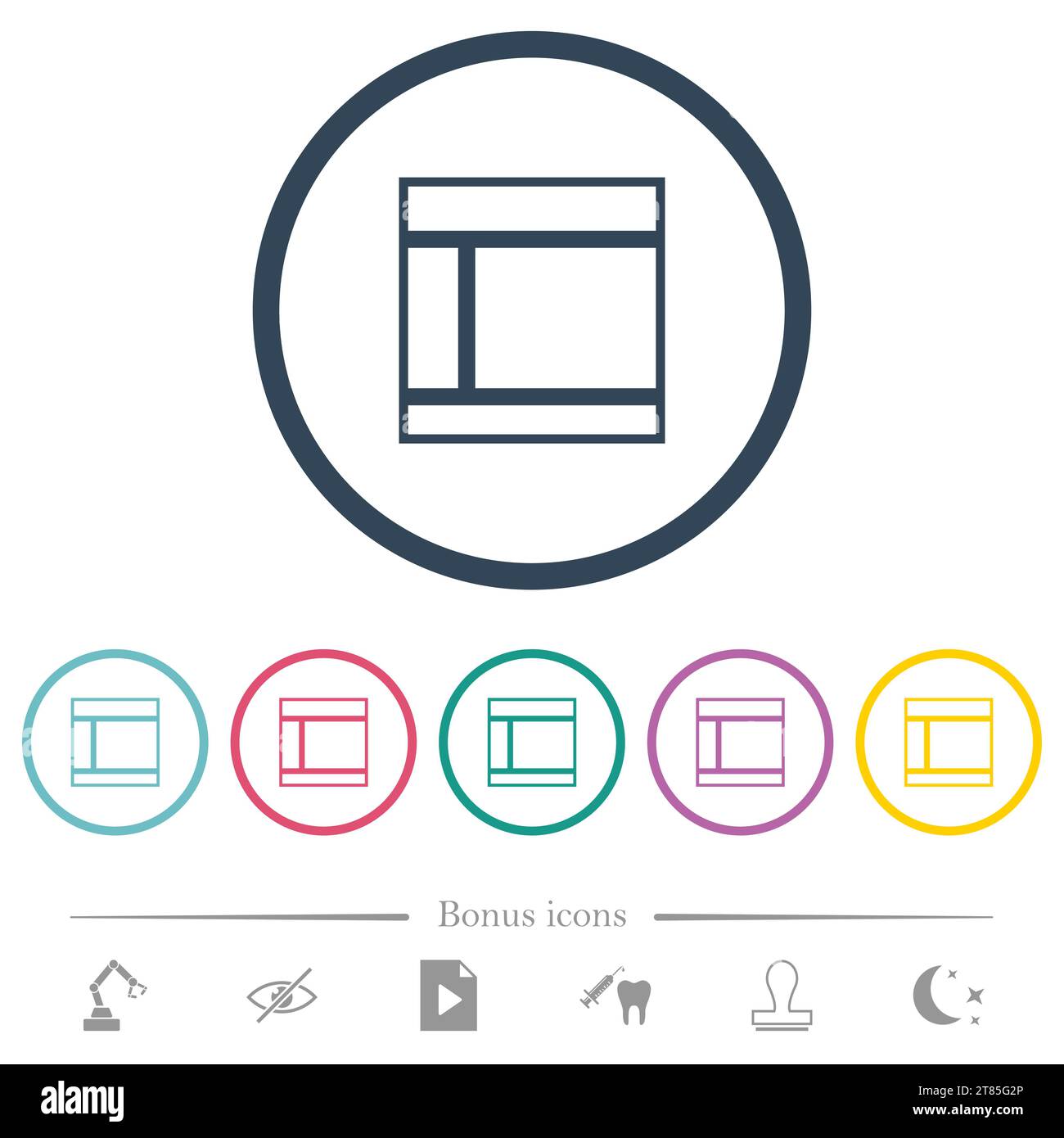 Two Columned Web Layout Outline Flat Color Icons In Round Outlines 6 Bonus Icons Included Stock