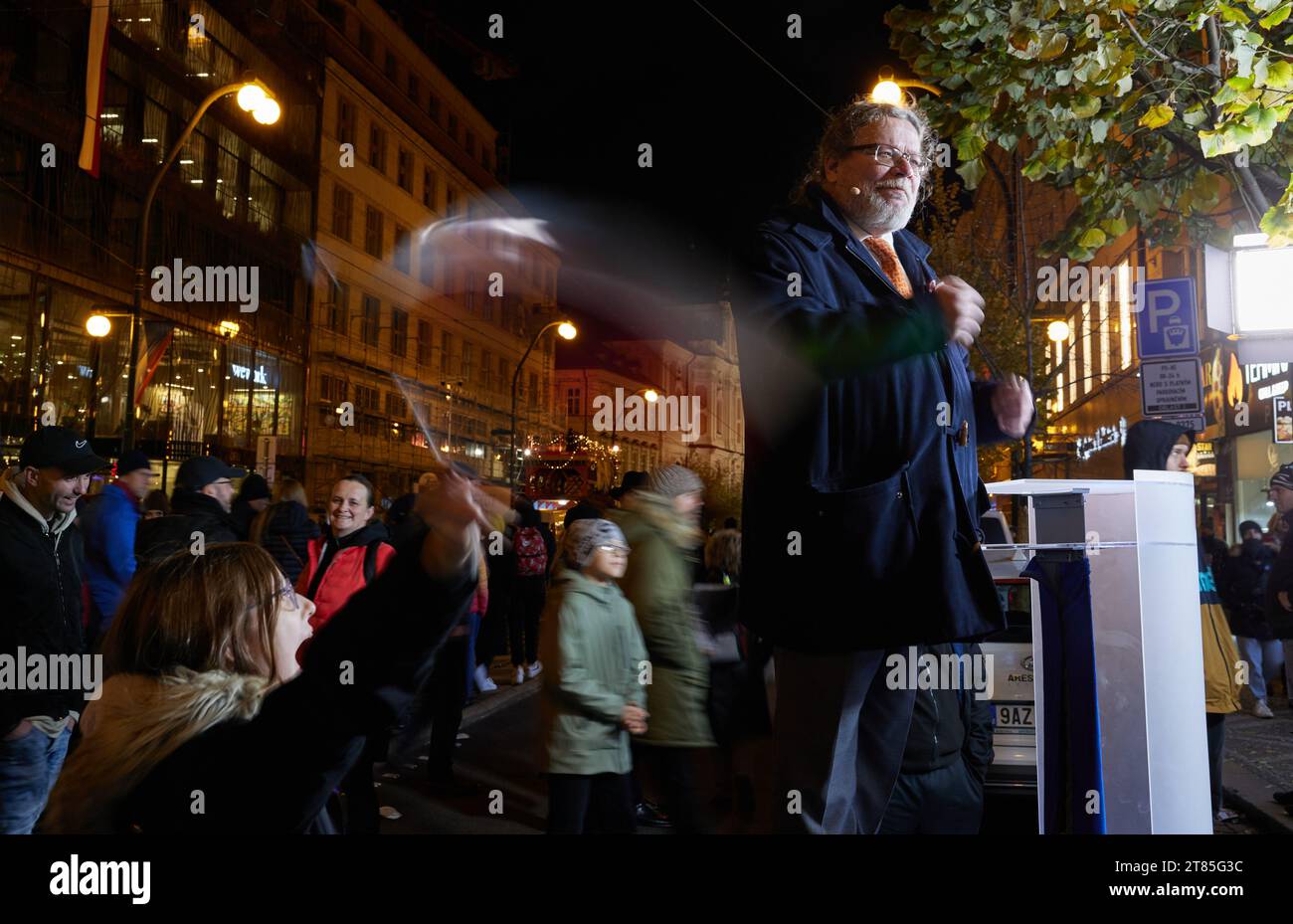 Czech MEP Alexandr Vondra (ODS) on Narodni Trida street, remembering ...