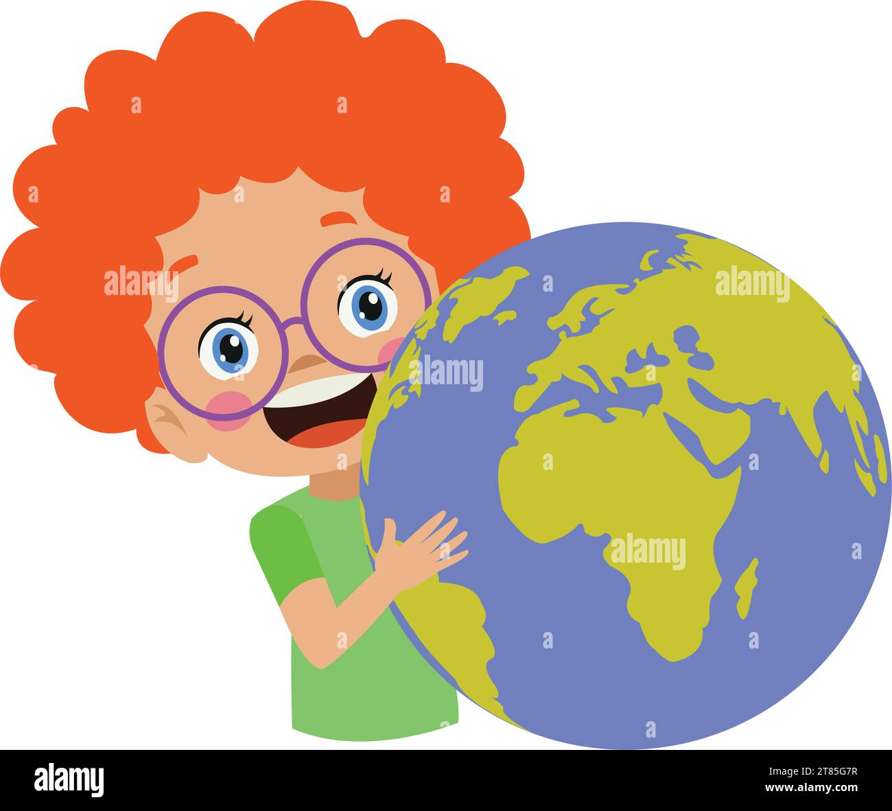 Earth Day. Boy and girl hugging the Globe Stock Vector Image & Art - Alamy