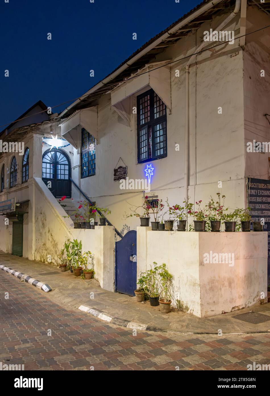 Vasco House by Night, Fort Kochi, Cochin, Kerala, India Stock Photo - Alamy