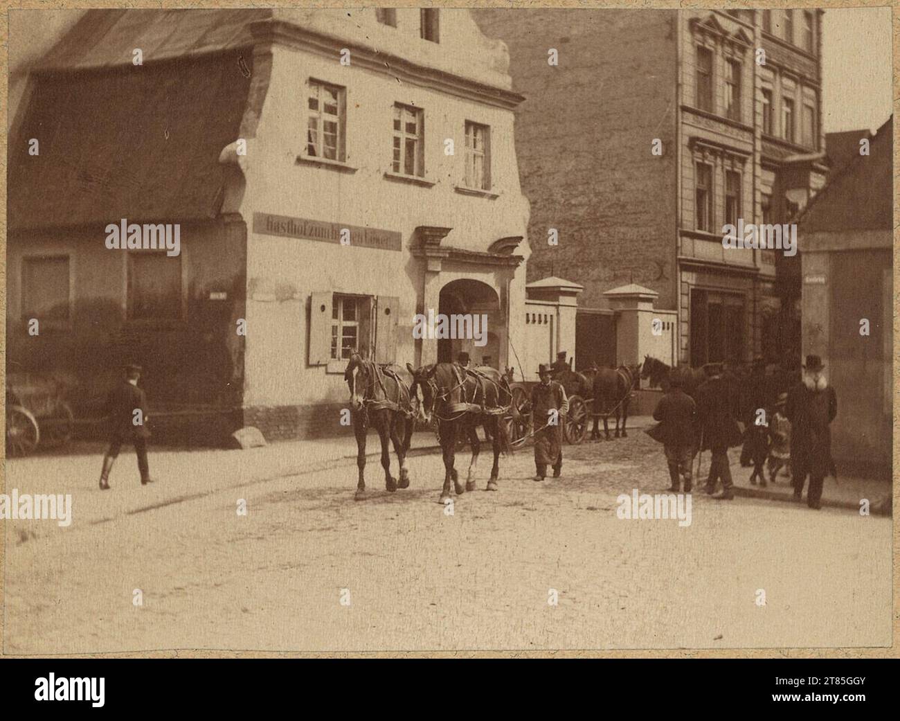 Ottomar Anschütz Crossing of the road with horse team and people ...