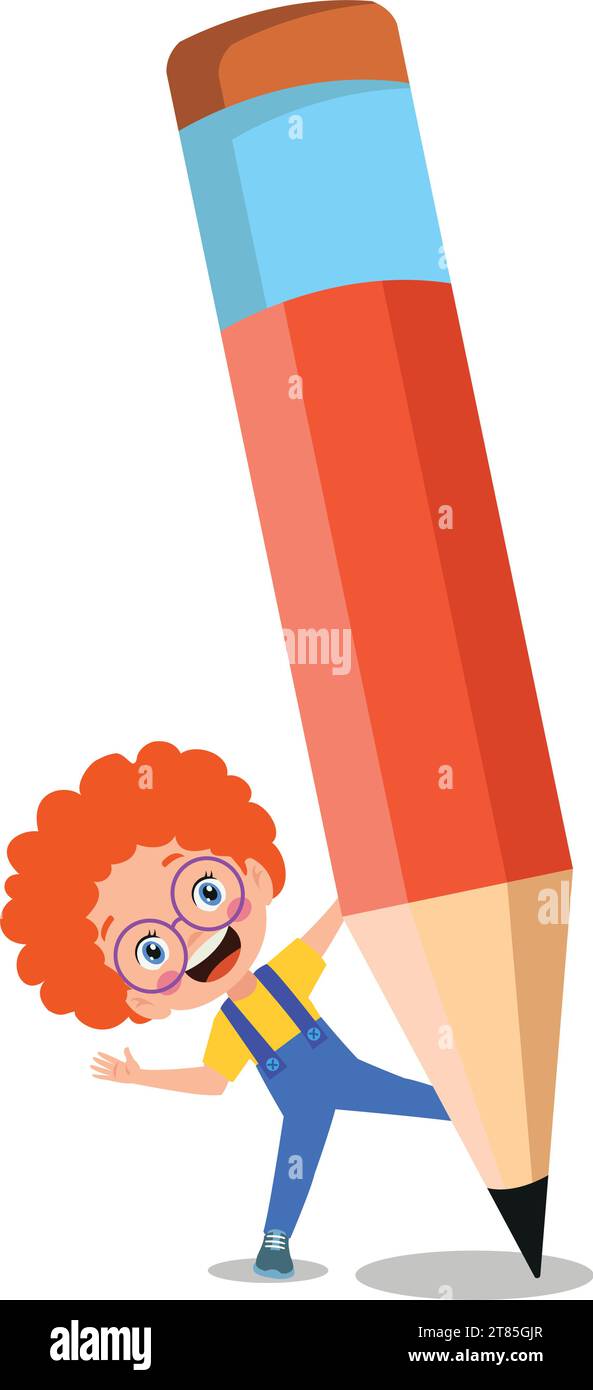 cute little boy holding a pencil Stock Vector Image & Art - Alamy