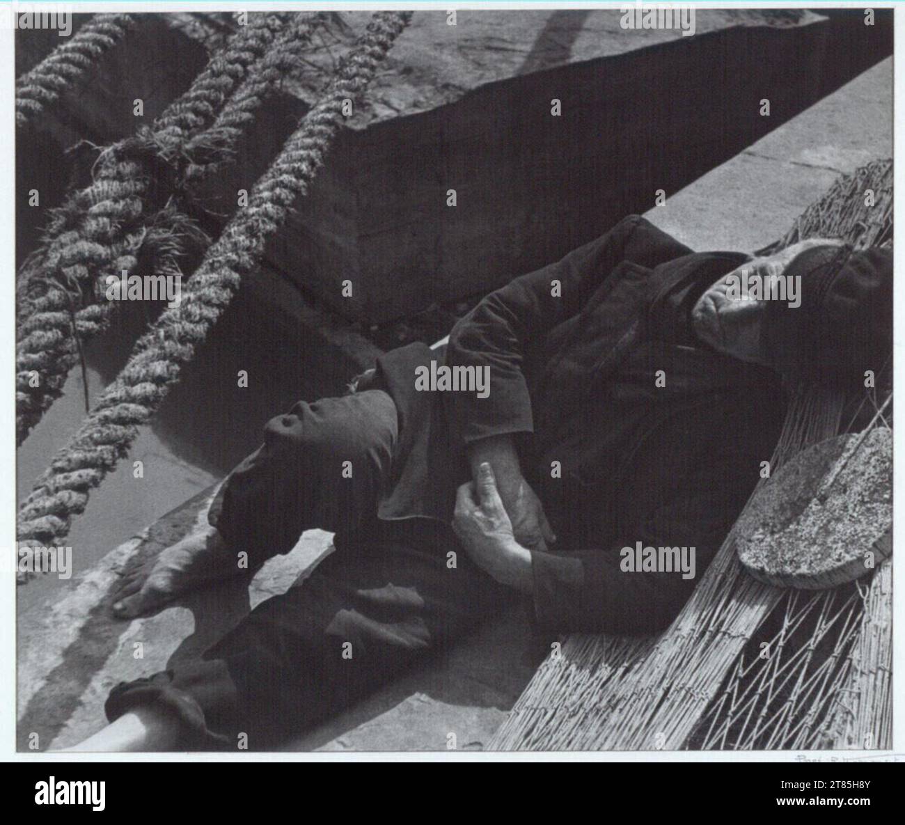 Rudolf Koppitz Sleeping man. Silver gelatin paper, in the passe ...