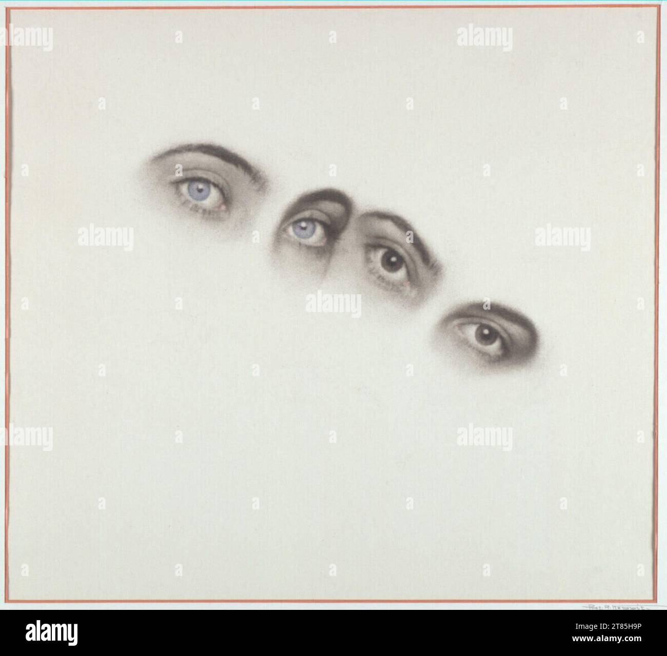 Rudolf Koppitz Eyes. Brom oil printing, in the passe -partout before ...