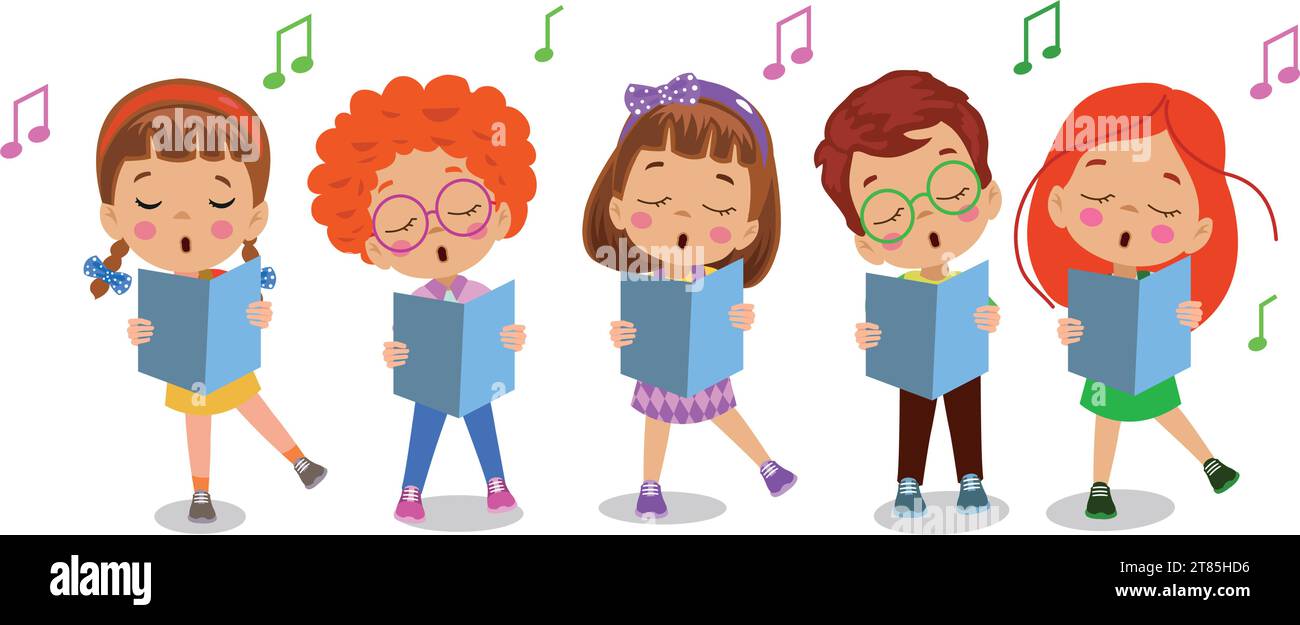 Cartoon group of children singing in the school choir Stock Vector ...