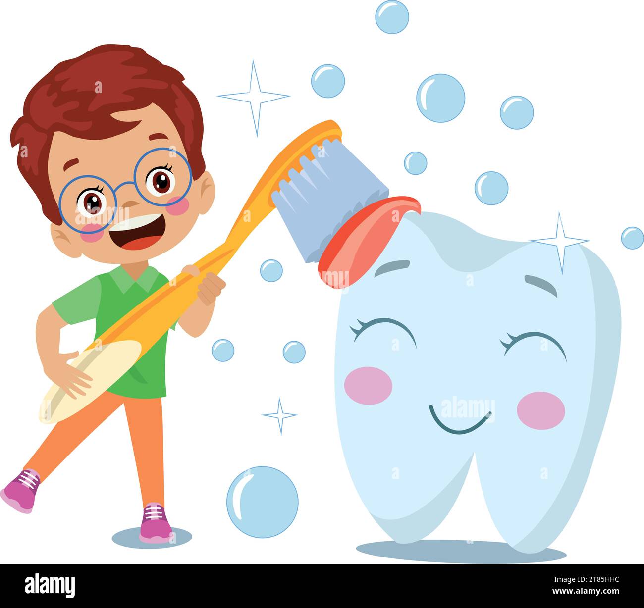 Cute Little Boy and Girl Brushing Teeth with Toothpaste and Toothbrush ...