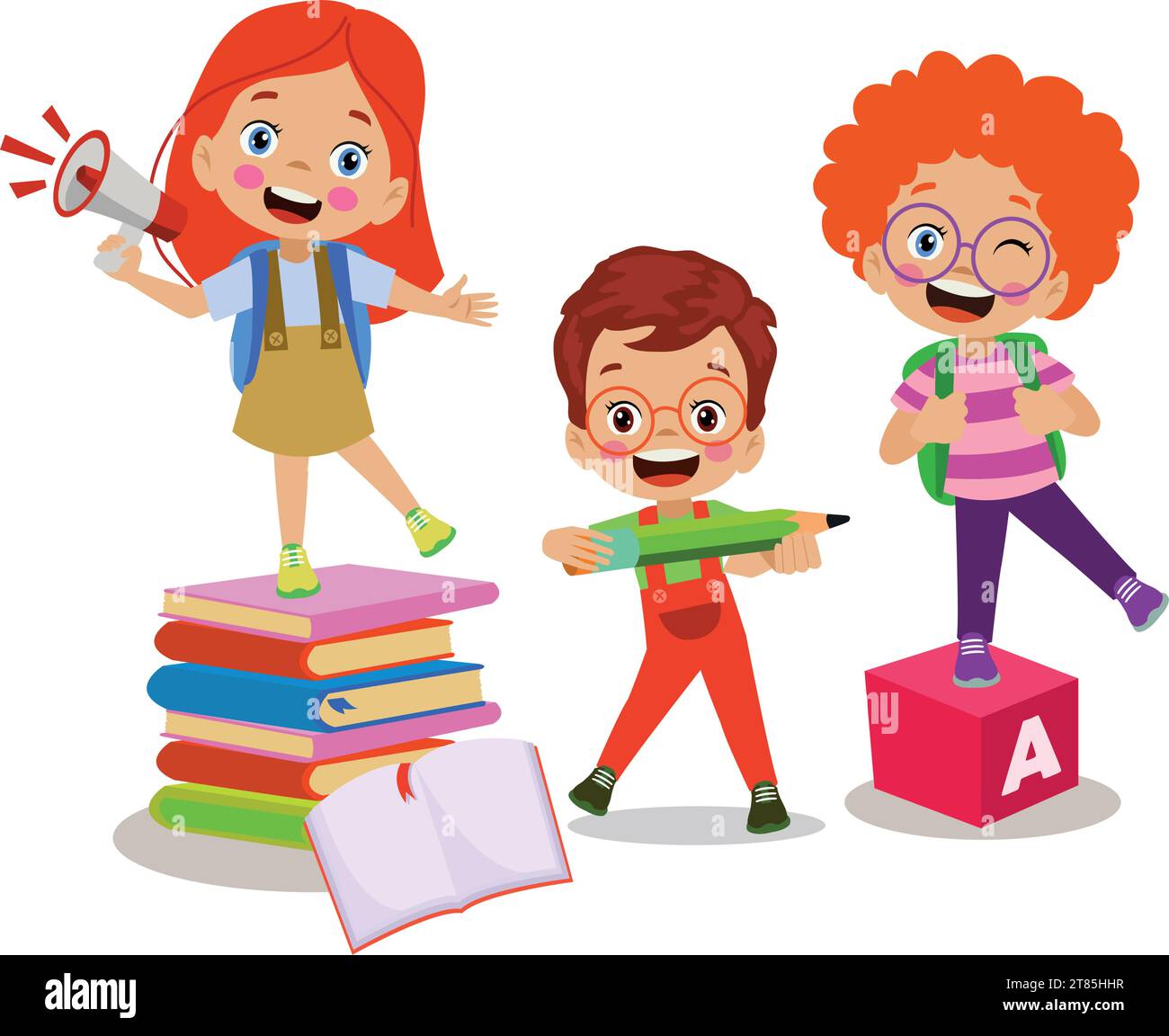 Kids playing with bricks and educational games in kindergarten room ...