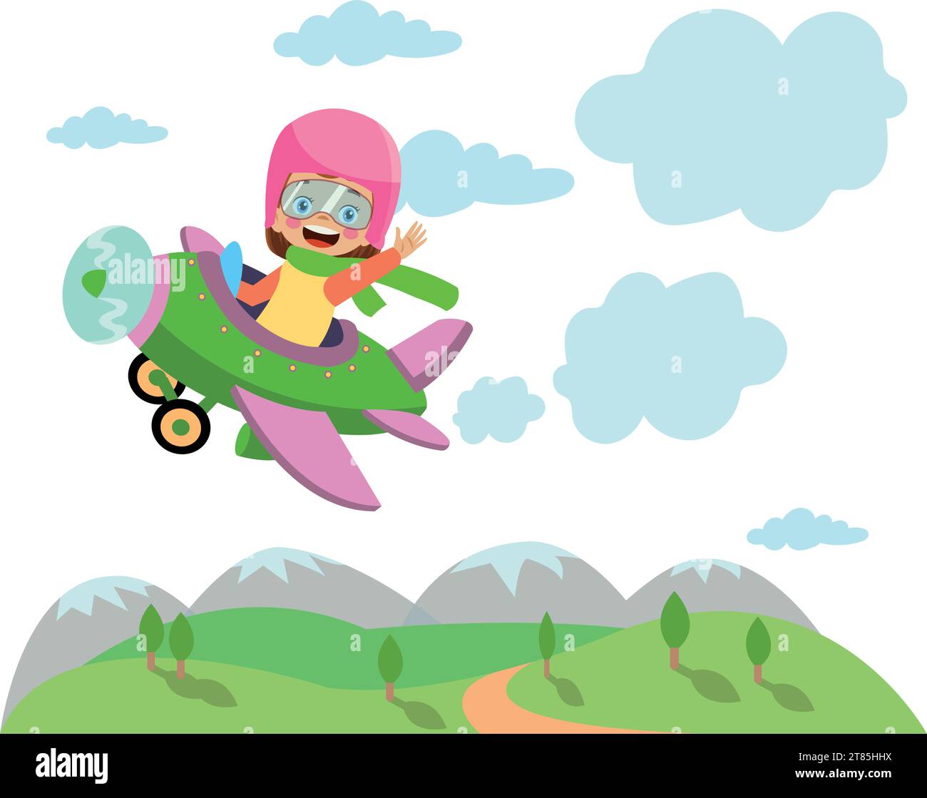 Happy Kid Flying In Airplane Stock Vector Image & Art - Alamy
