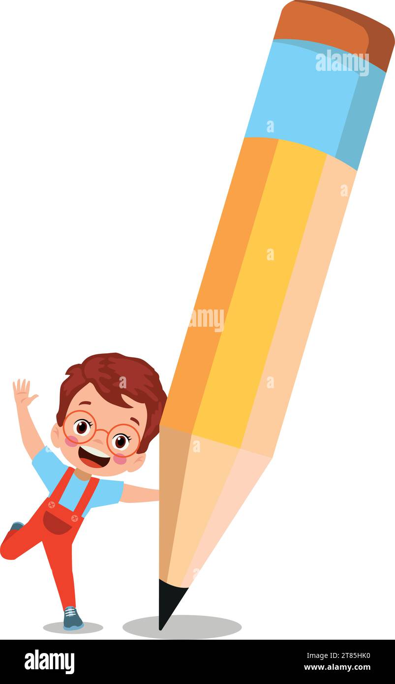 cute little boy holding a pencil Stock Vector Image & Art - Alamy