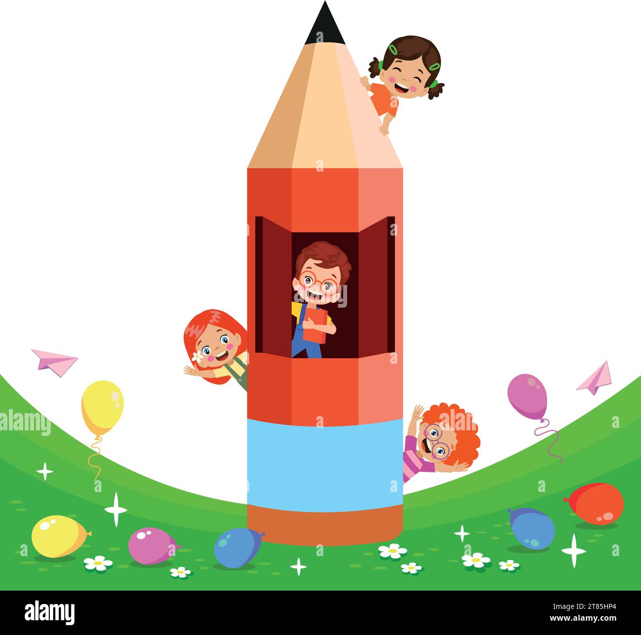 cute little boy holding a pencil Stock Vector Image & Art - Alamy