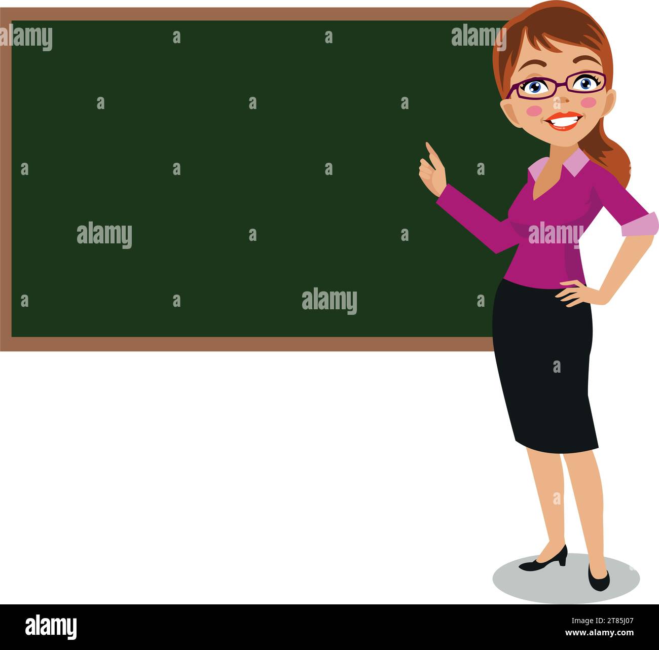 cute teacher teaching in front of classroom lesson board Stock Vector ...