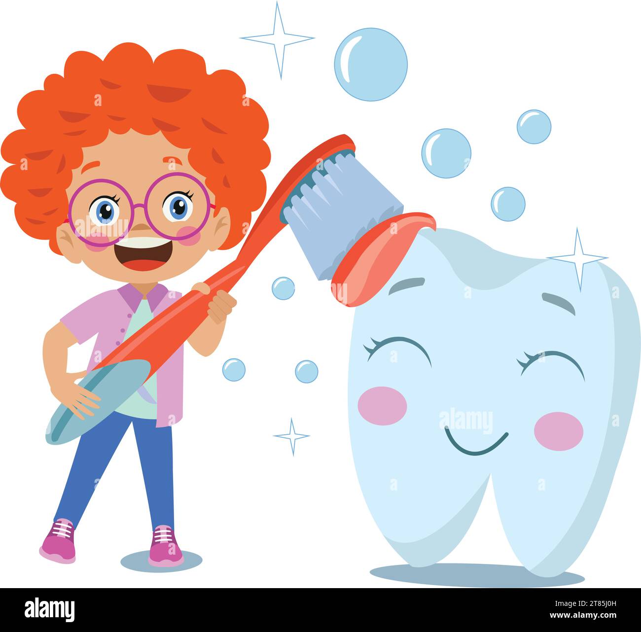 Cute Little Boy and Girl Brushing Teeth with Toothpaste and Toothbrush ...