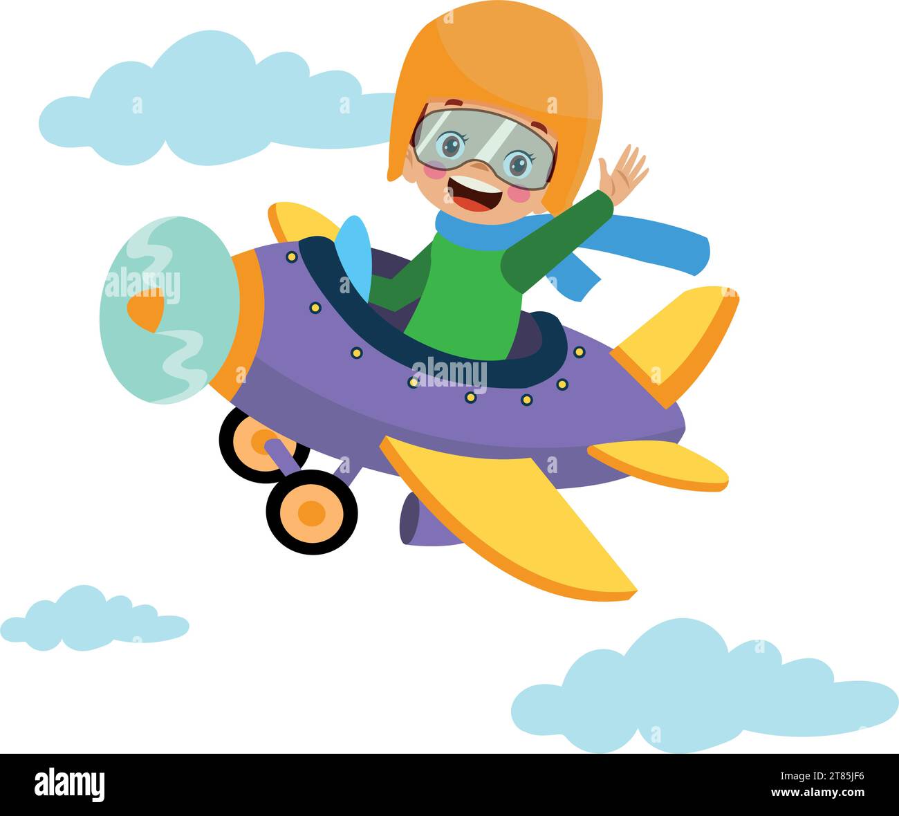 Happy Kid Flying In Airplane Stock Vector Image & Art - Alamy
