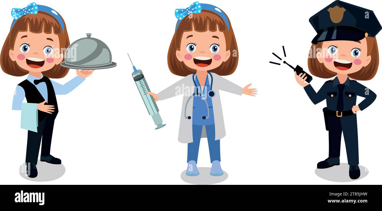 Cartoon Characters Of Different Professions Stock Vector Image & Art ...