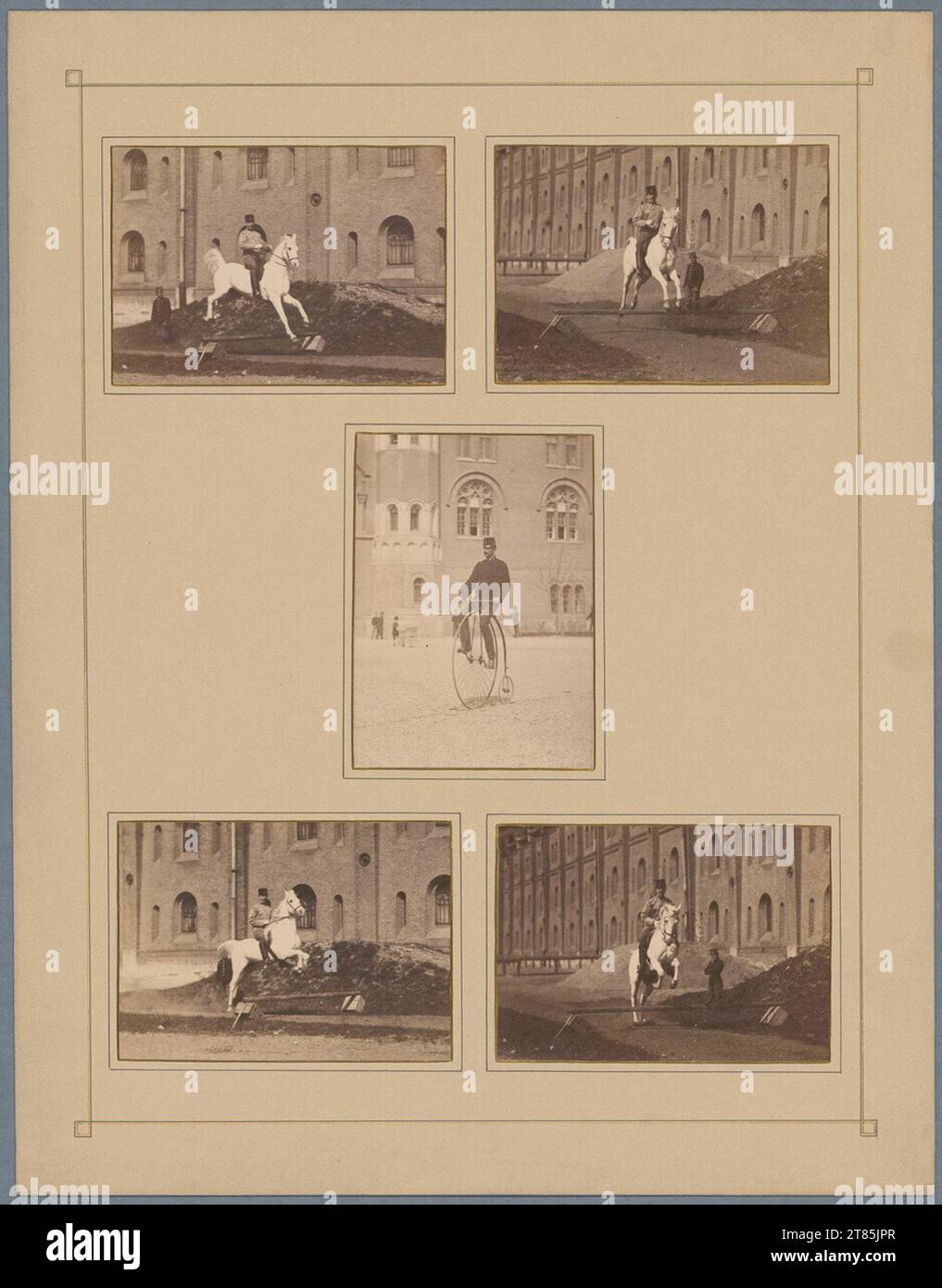 Ludwig David Military on horseback and on a bike. Albumin paper, 5 ...