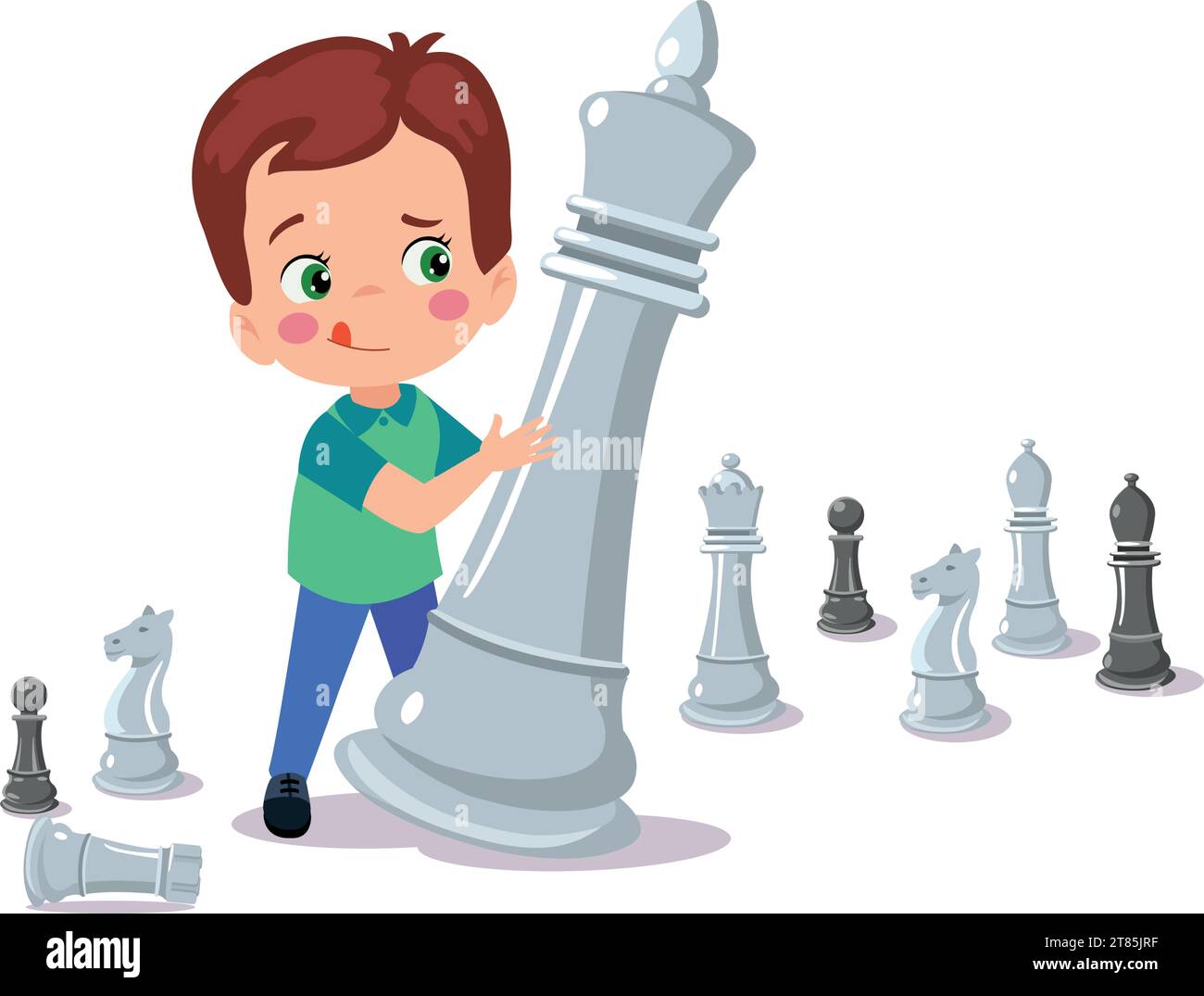 Cartoon Character Playing Chess Game Stock Vector Image & Art - Alamy