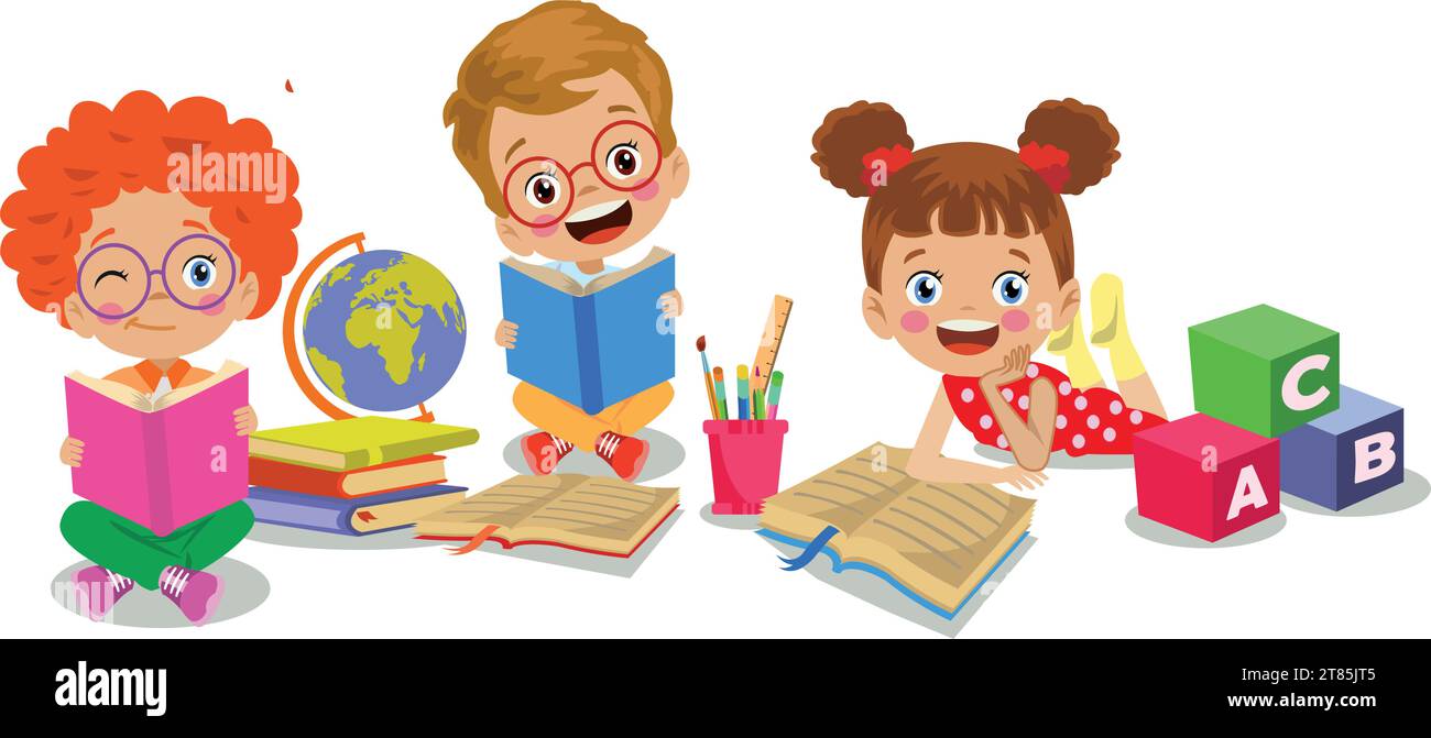 kids studying studying world map in school classroom Stock Vector Image ...