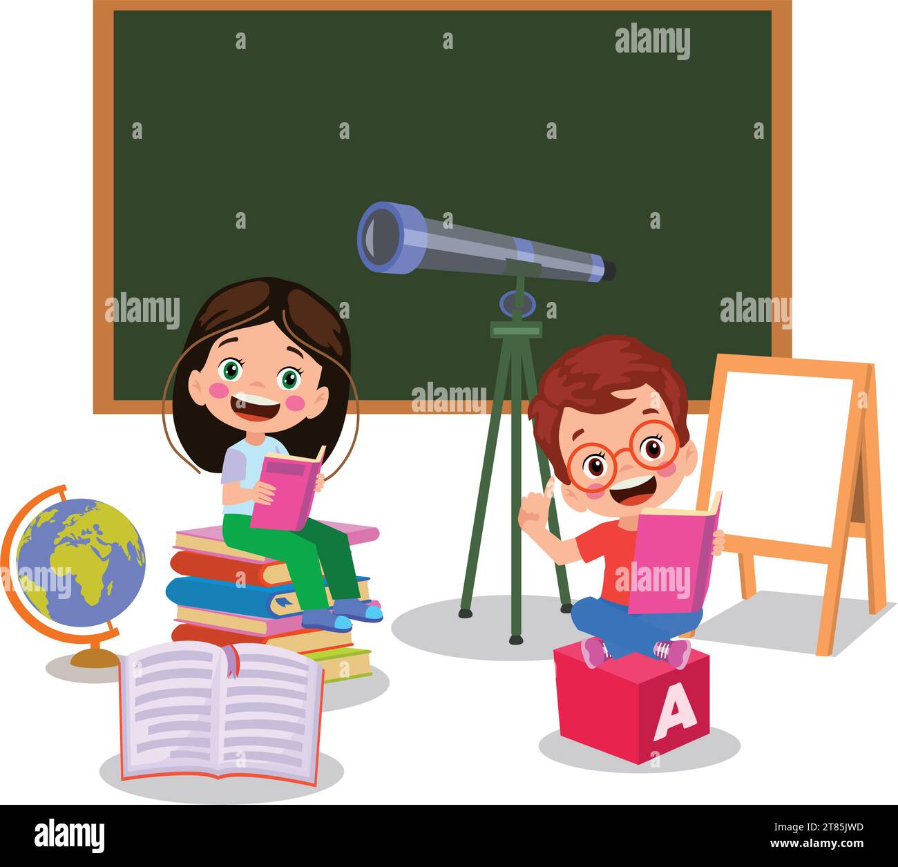 Kids playing with bricks and educational games in kindergarten room ...