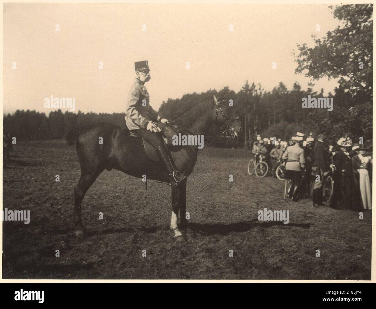 Josef Jahudka Emperor Franz Josef on horseback on a maneuver. Silver ...