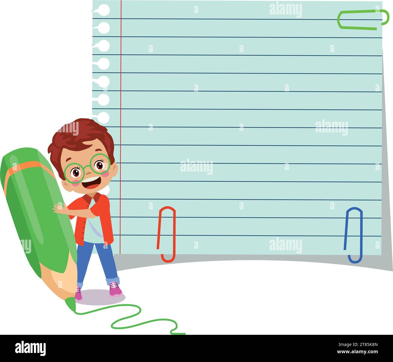 Your text here cute kids holding notepad and pen Stock Vector Image ...